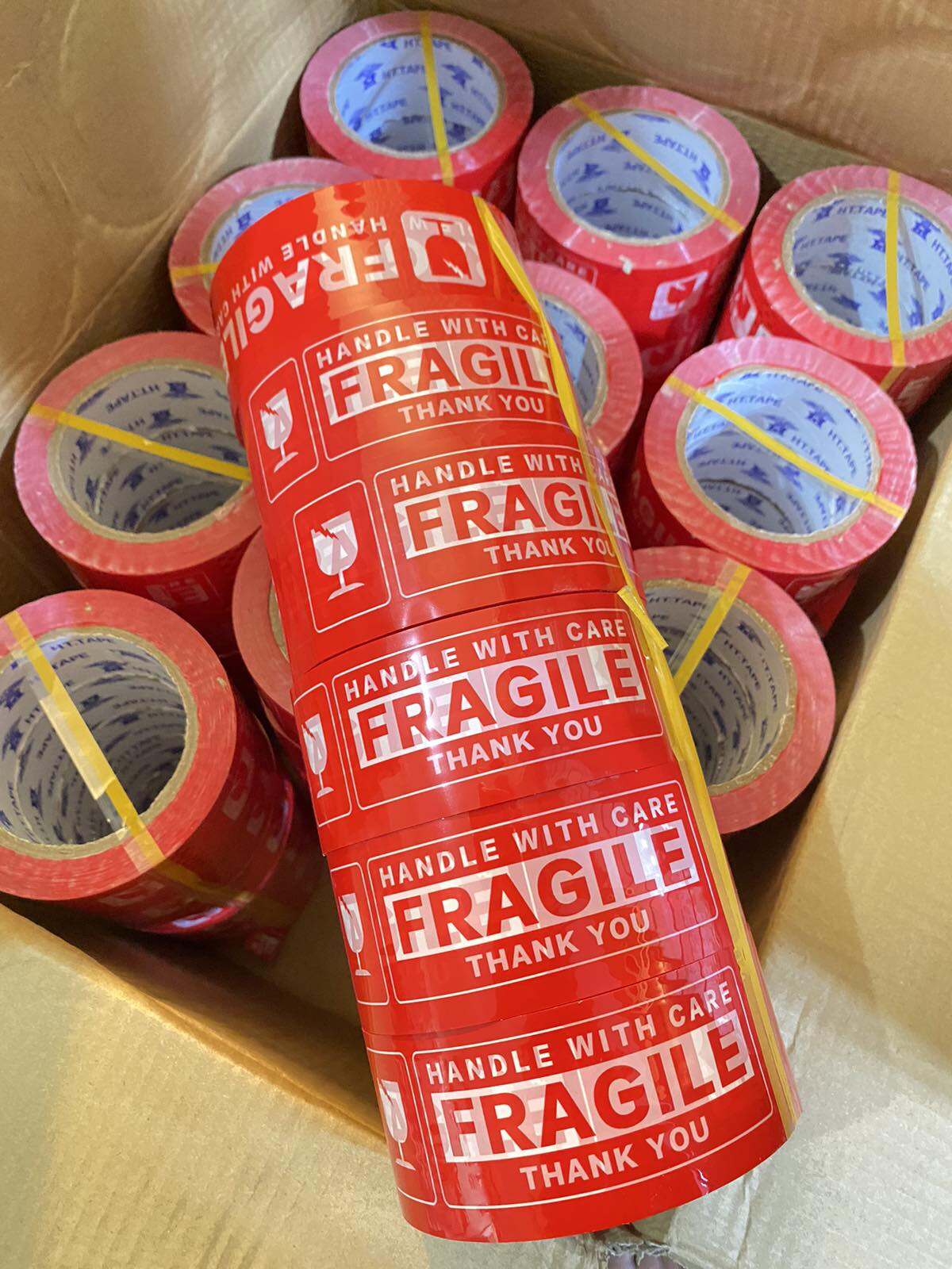 DPS Red Fragile Packing Adhesive 100 Meters Long Scotch Packaging Tape ...