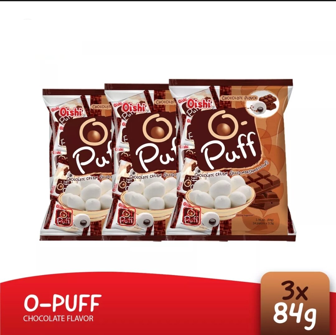 OISHI O - PUFF | SET OF 3 | ASSORTED | CHOCOLATE | MANGO | MATCHA GREEN ...