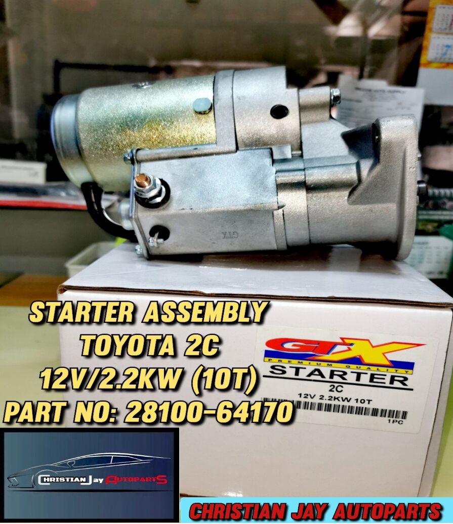 GTX Starter Assembly for Toyota Tamaraw FX 2C Engine 12V/2.2KW (10T ...