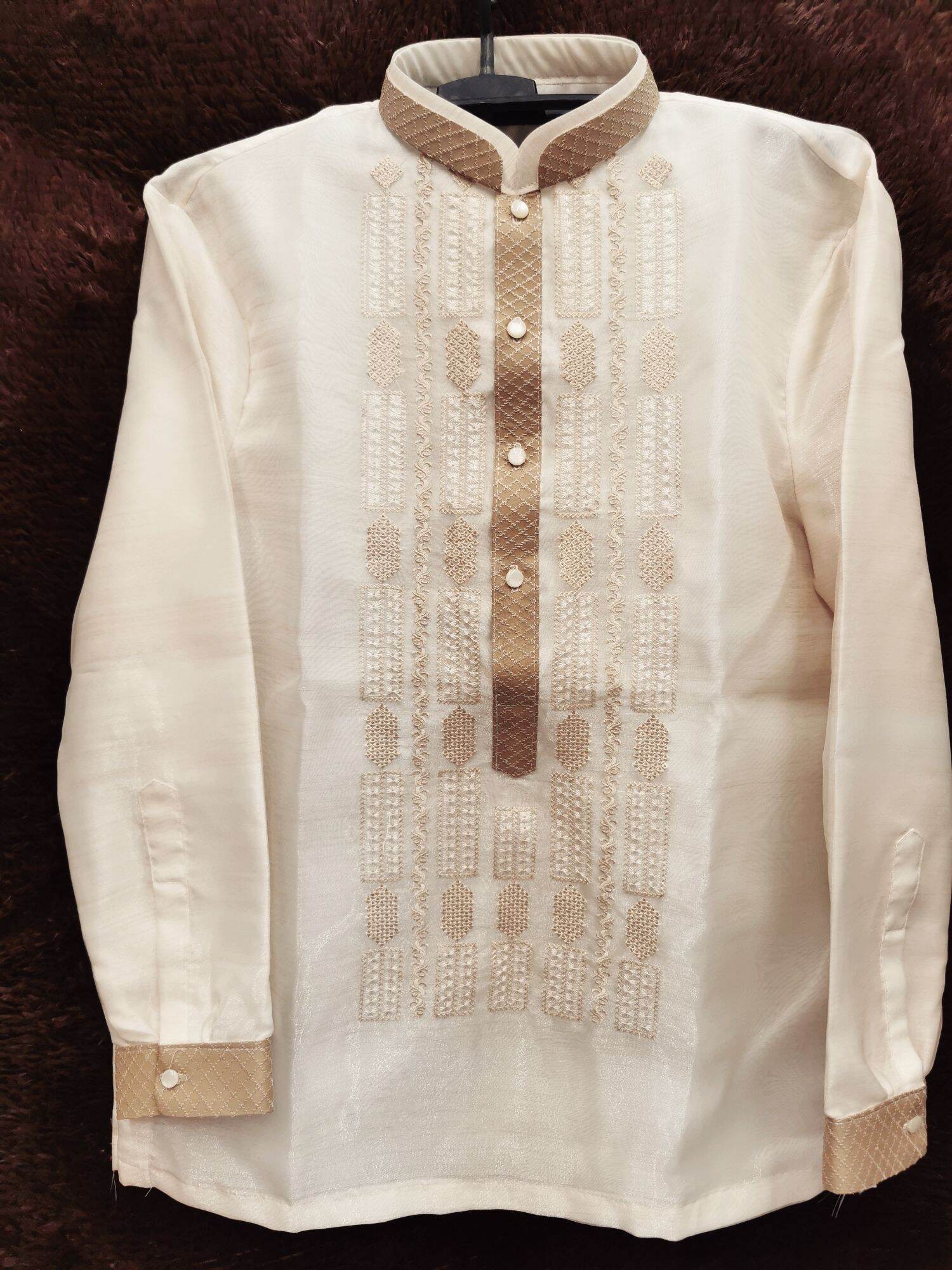 BARONG DOUBLE COLLAR-CHINESE COLLAR-NO PERMANENT DESIGN | Lazada PH
