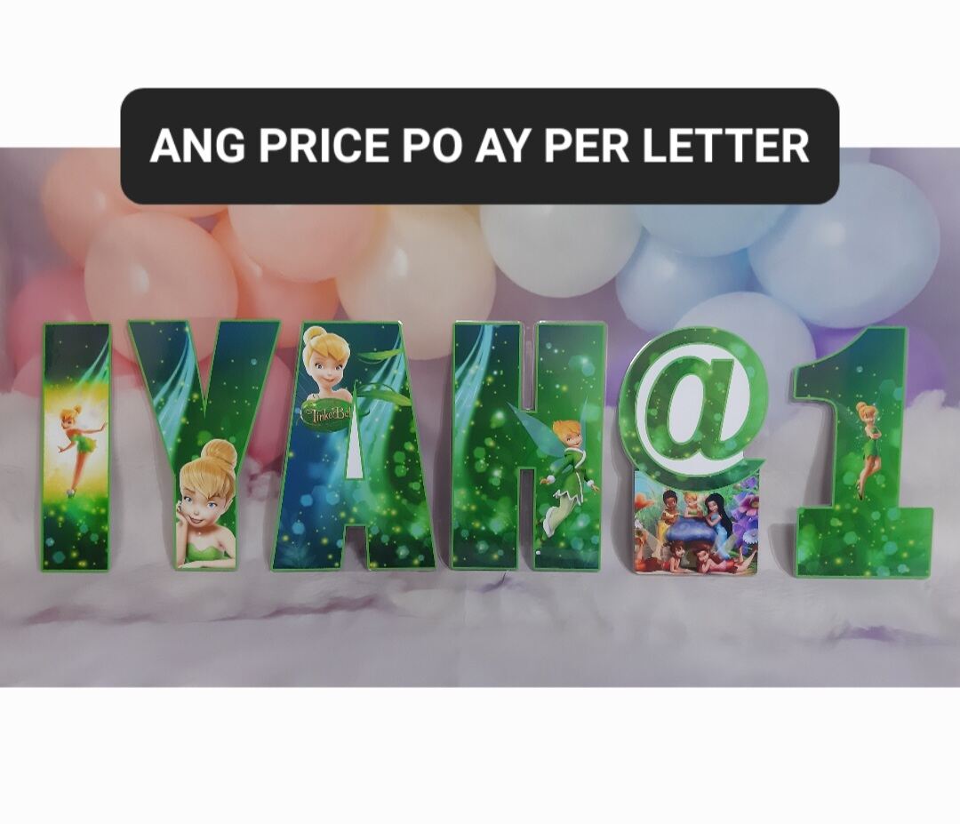 TINKERBELL Letters for Birthday | standee | backdrop | customized ...