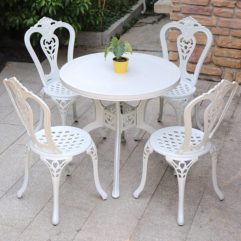 Maike Courtyard Table and Chair Outdoor Dining Tables and Chairs Metal ...