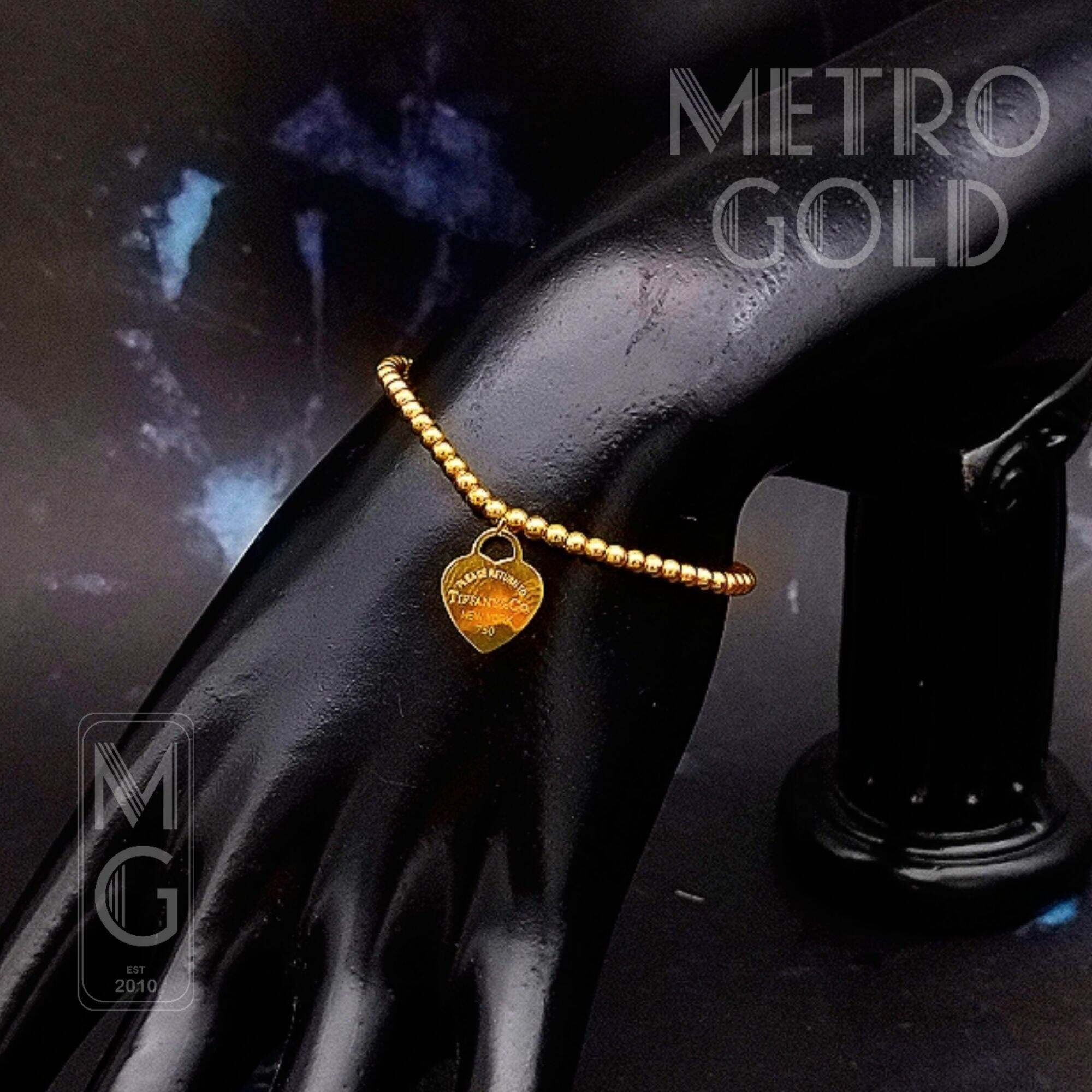 18K Saudi Gold Tiff Heart Ball Bracelet | Lazada PH