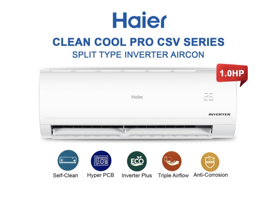 HAIER 1HP HSV09CSV32 SPLIT TYPE INVERTER AIRCON(INSTALLATION NOT ...