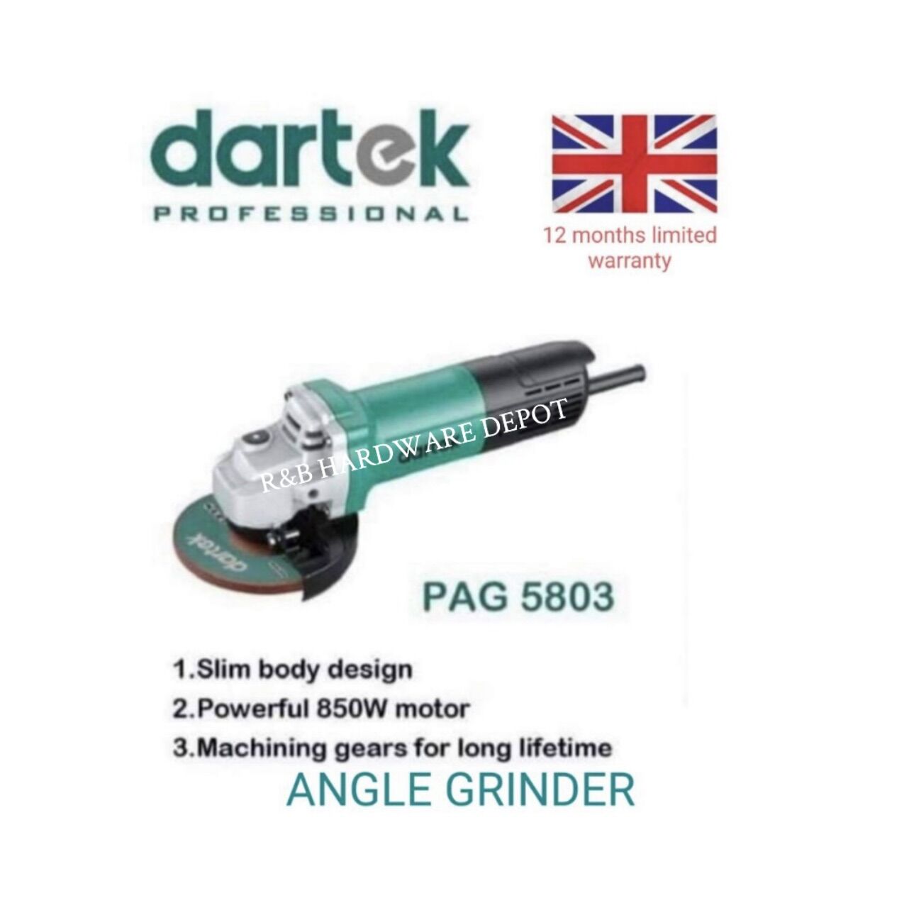 DARTEK BRITISH ANGLE GRINDER PAG5803 (850W) | Lazada PH