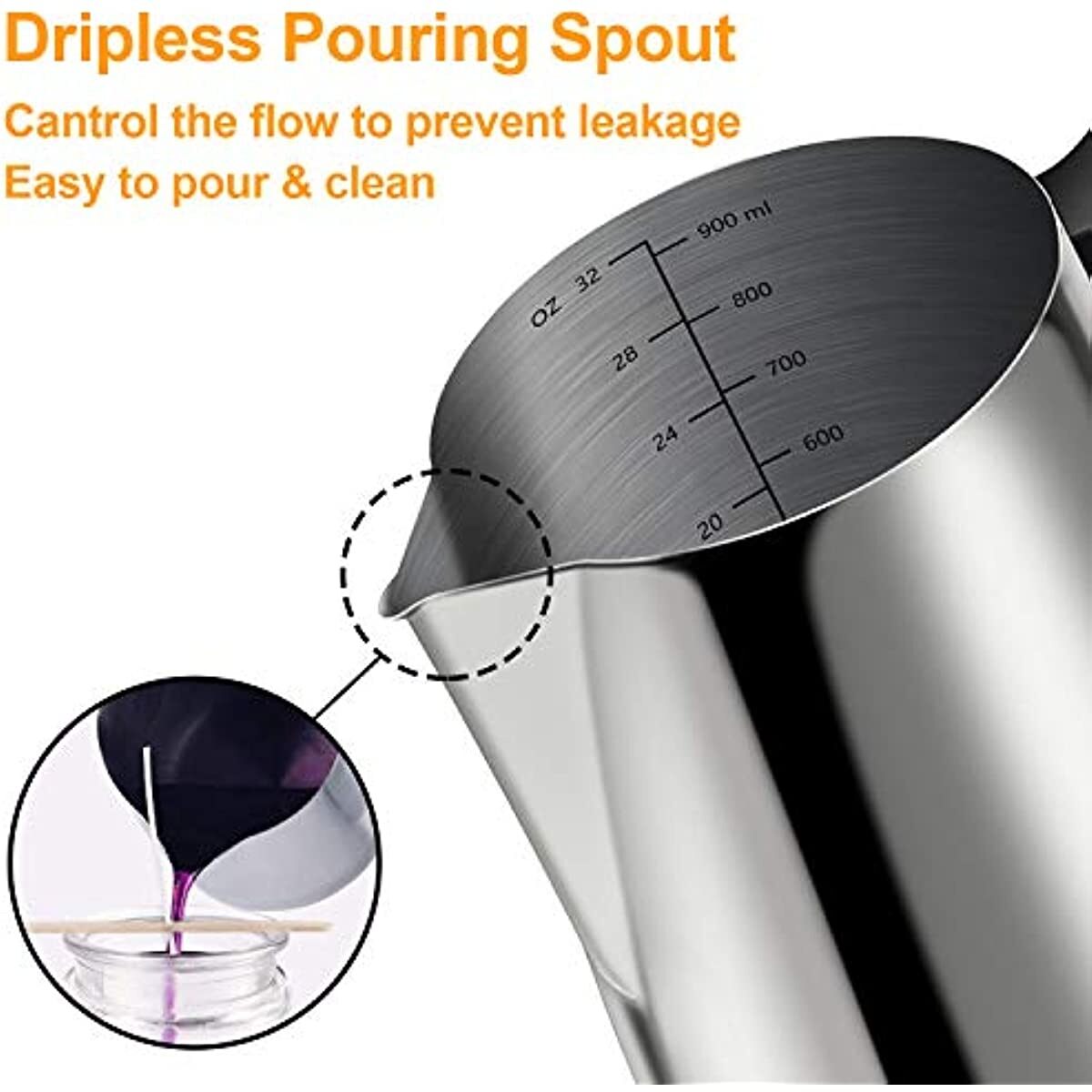 Candle Making Pouring Pot 32oz Double Boiler Wax Melting Pot 304 ...