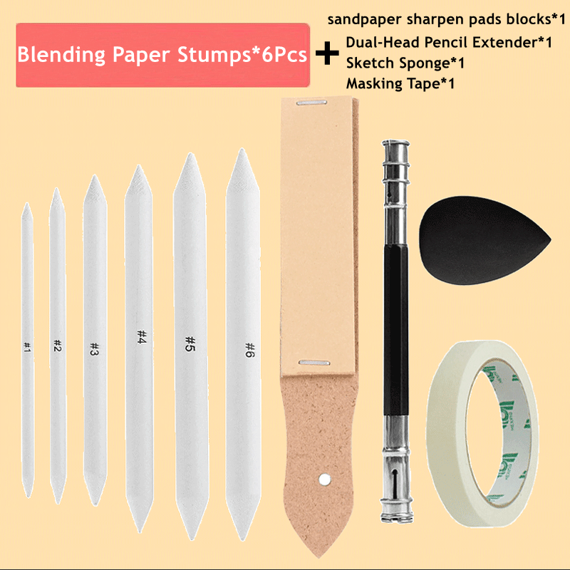 Blending Stumps and Tortillions Paper Art Blenders Sandpaper Pencil Sharpener Pointer for Artist ...