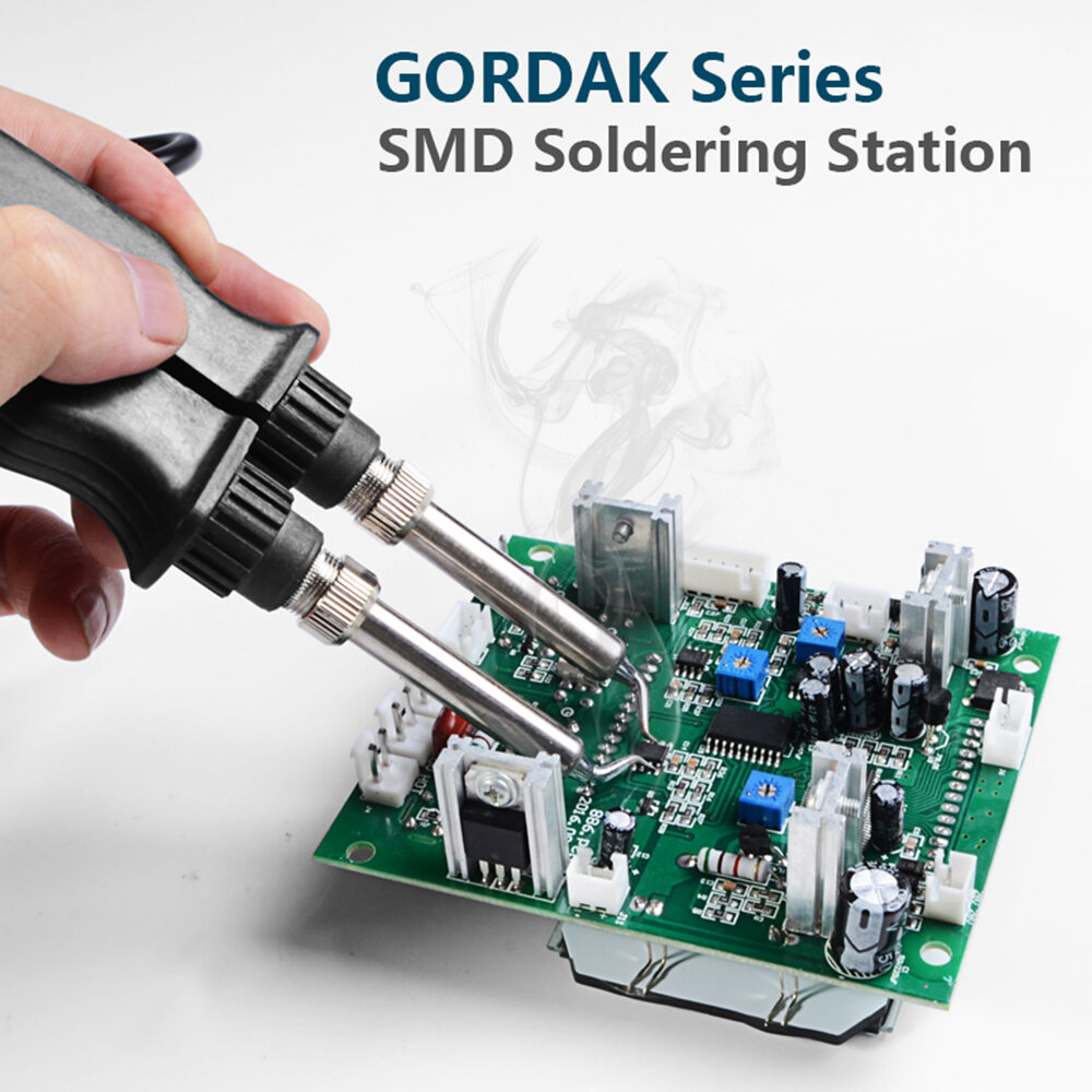 GORDAK 902 BGA Rework Soldering Station Double Electric Heating Clip Soldering Iron Tweezers ...