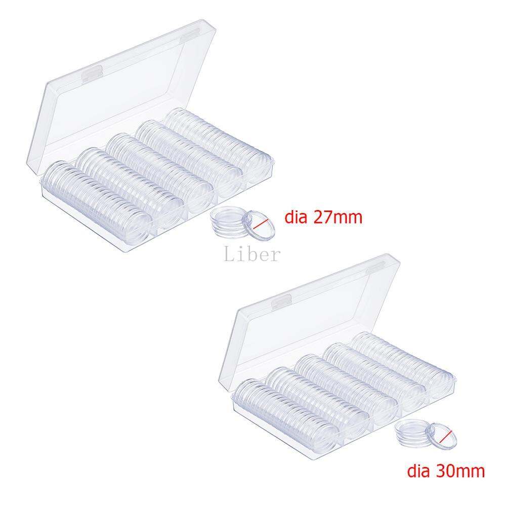 100Pcs Clear Coin Capsule Holder Case 27mm 30mm Transparent Collectable ...