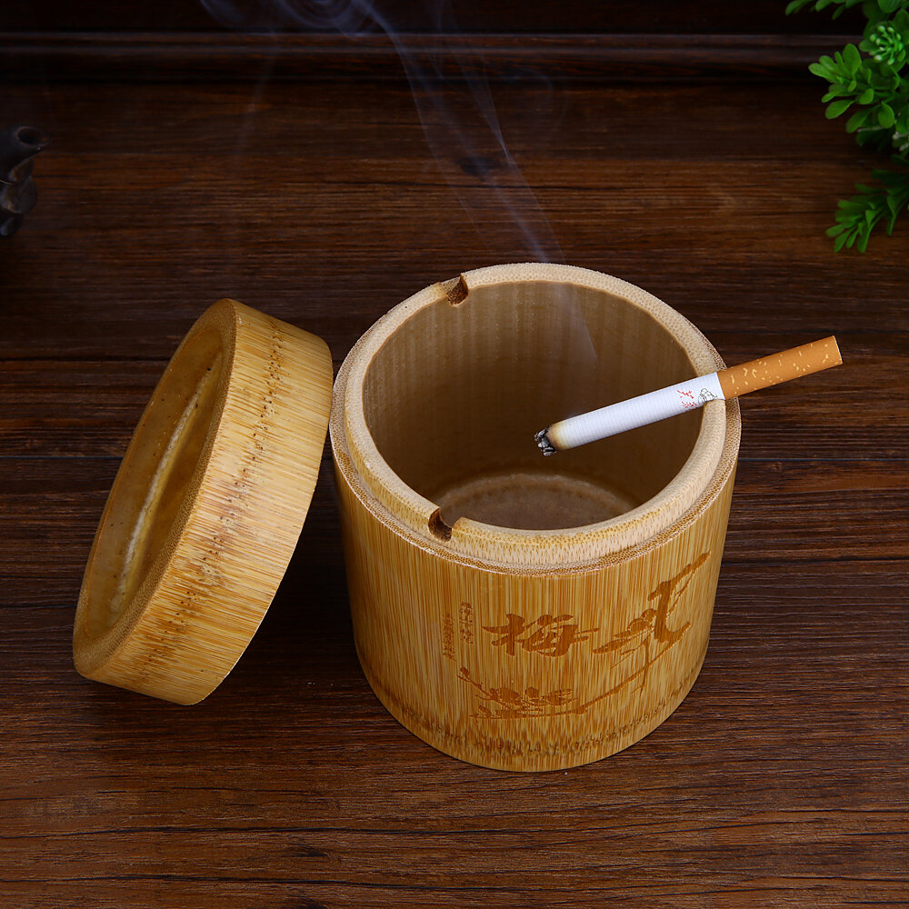Extra Large Ashtray Bamboo Wood Ashtray with Lid Large Ashtray with ...