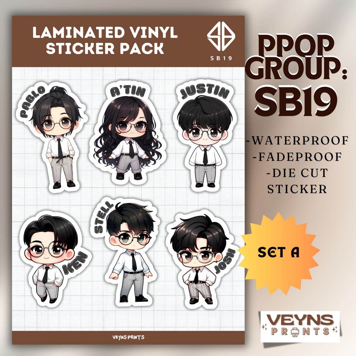 PPOP GROUP: SB19 CHIBI LAMINATED VINYL STICKER PACK for A'TIN ...