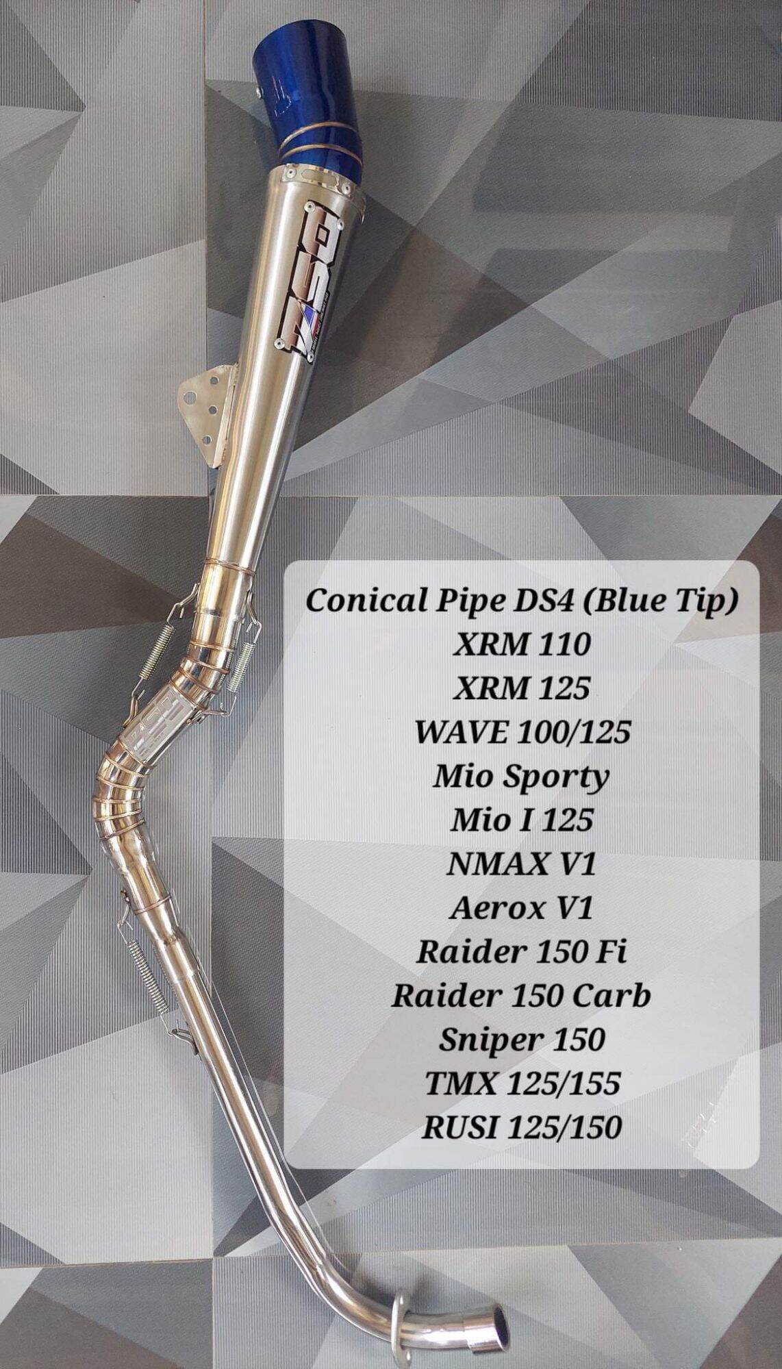 DS4 Conical Pipe (FULL SET) with Silencer BLUE TIP RUSI/TMX/WAVE/XRM ...