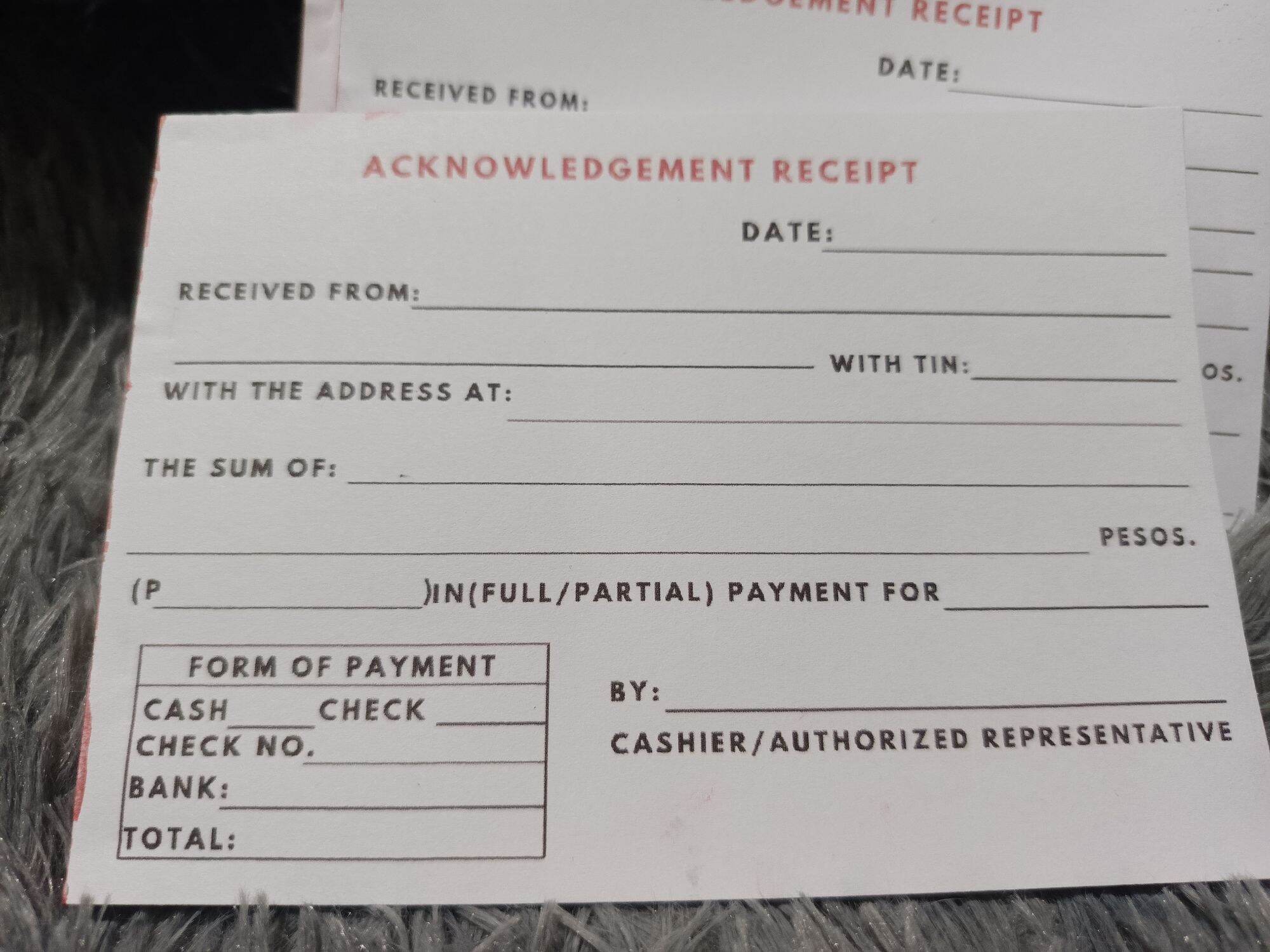 Acknowledgement Receipt Resibo | Lazada PH