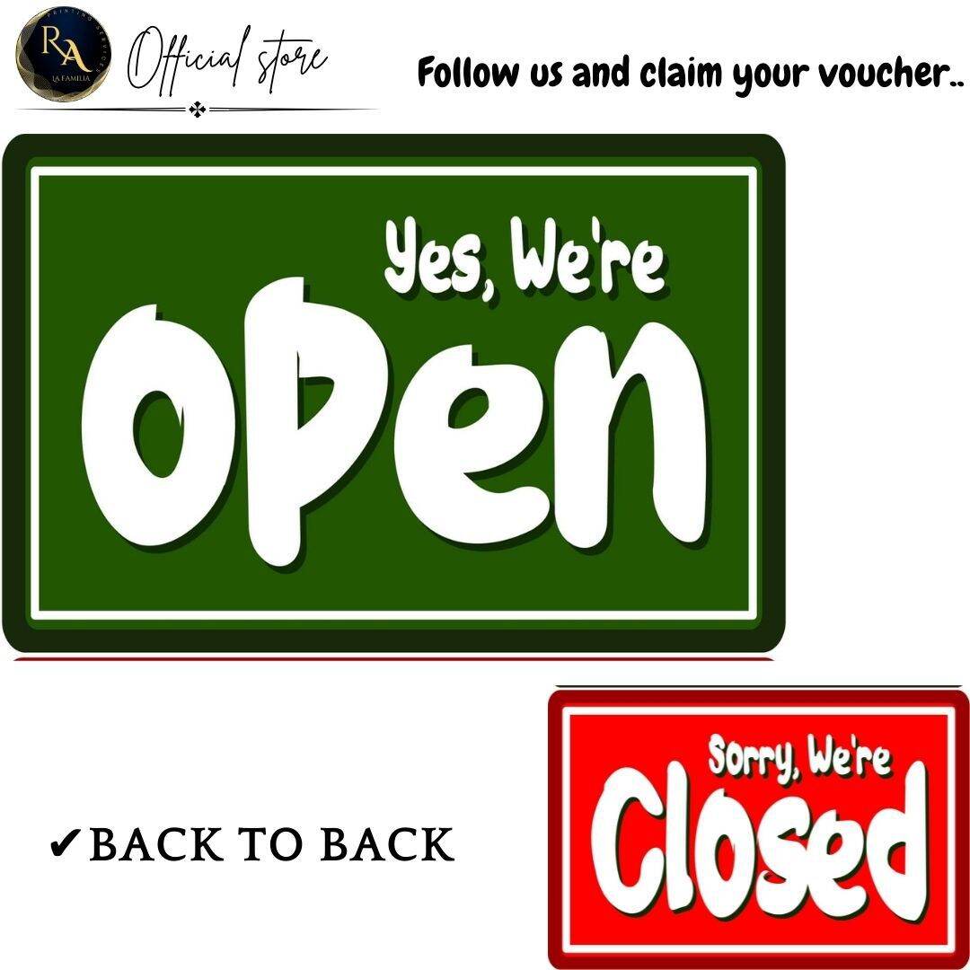 R.A PVC OPEN AND CLOSED SIGNAGE. HIGH QUALITY PRINT. BACK TO BACK ...