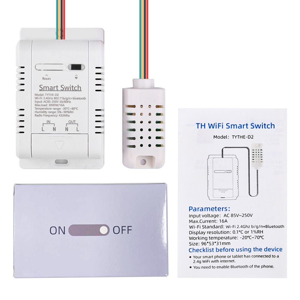 Wifi Smart Temperature Humidity Switch AC85-250V 16A Wireless Remote ... Wifi Smart Temperature Humidity Switch AC85-250V 16A Wireless Remote ...