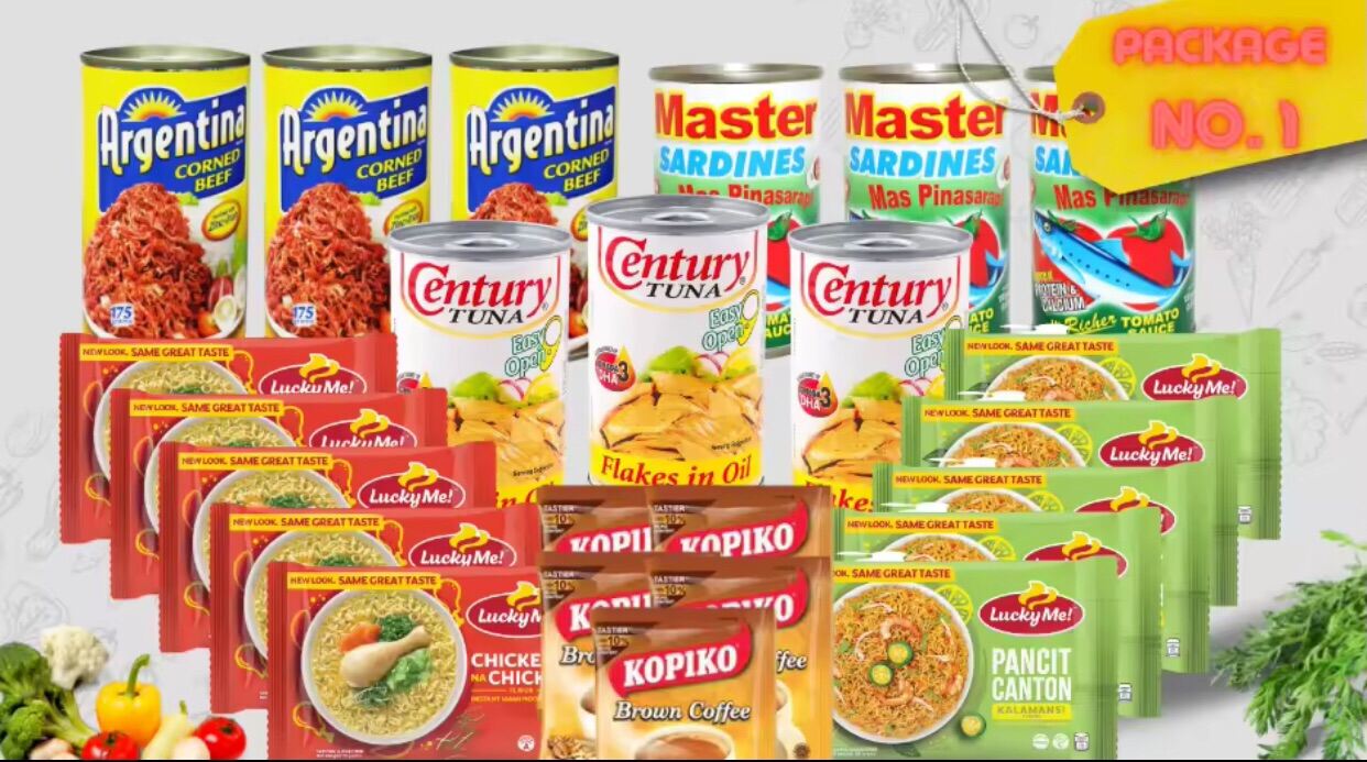 Grocery Package 1 (pancit canton, canned, century tuna, corned beef ...