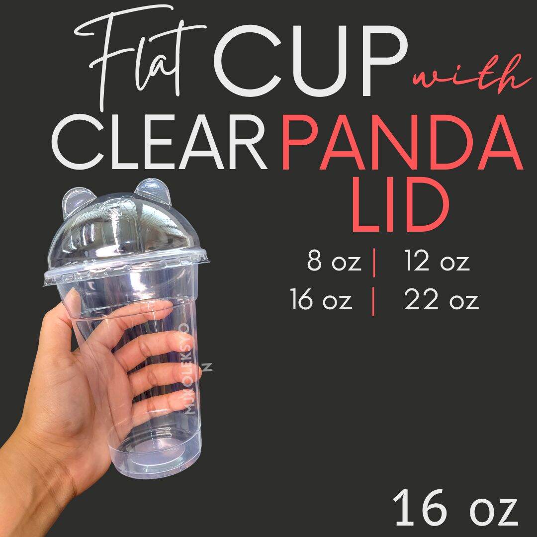 Plastic Cup with PANDA CLEAR LID Set 50pcs Best for Milktea, Frappe ...