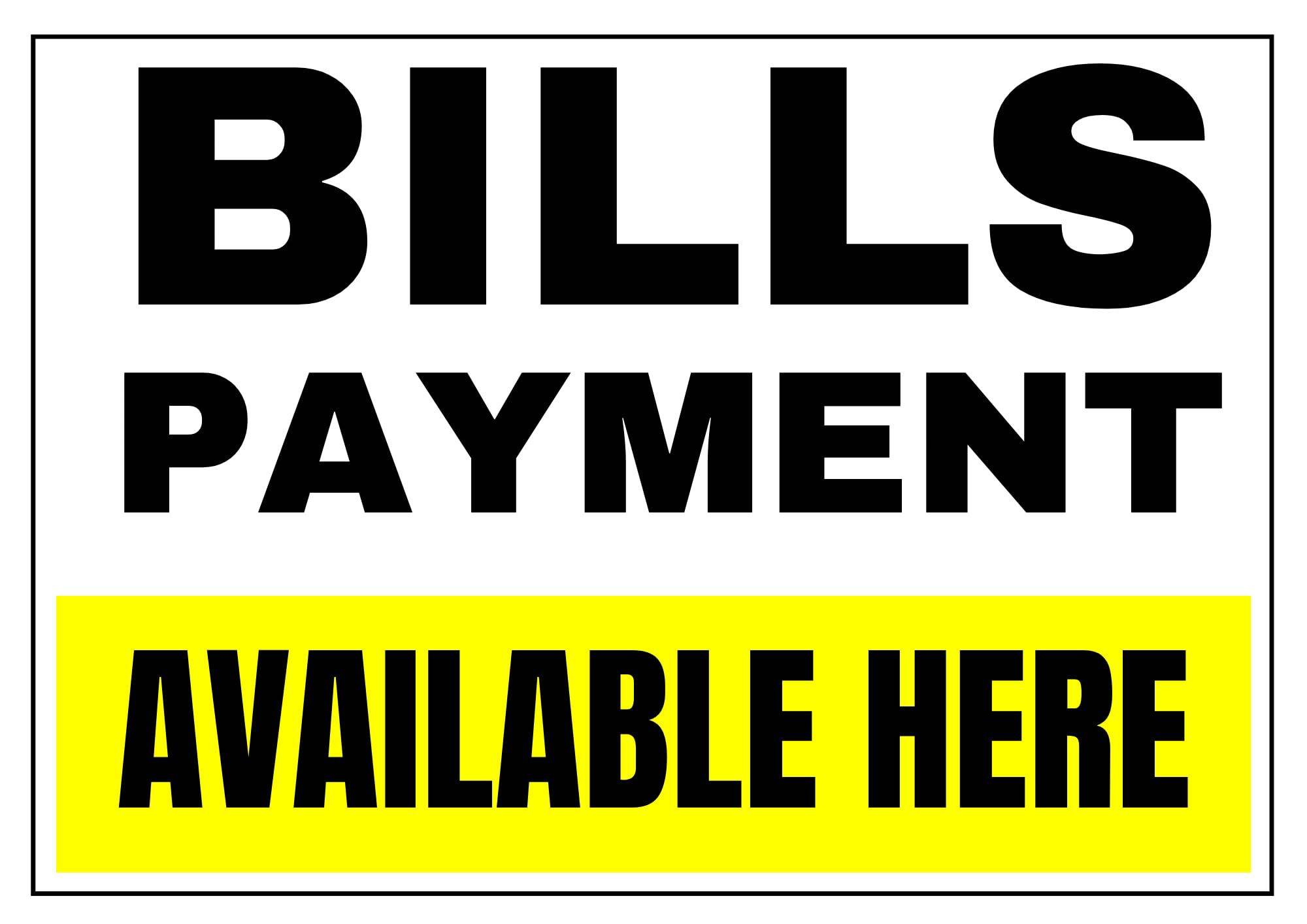 Bill Payment Available Here Signage A4 Size Laminated | Lazada PH