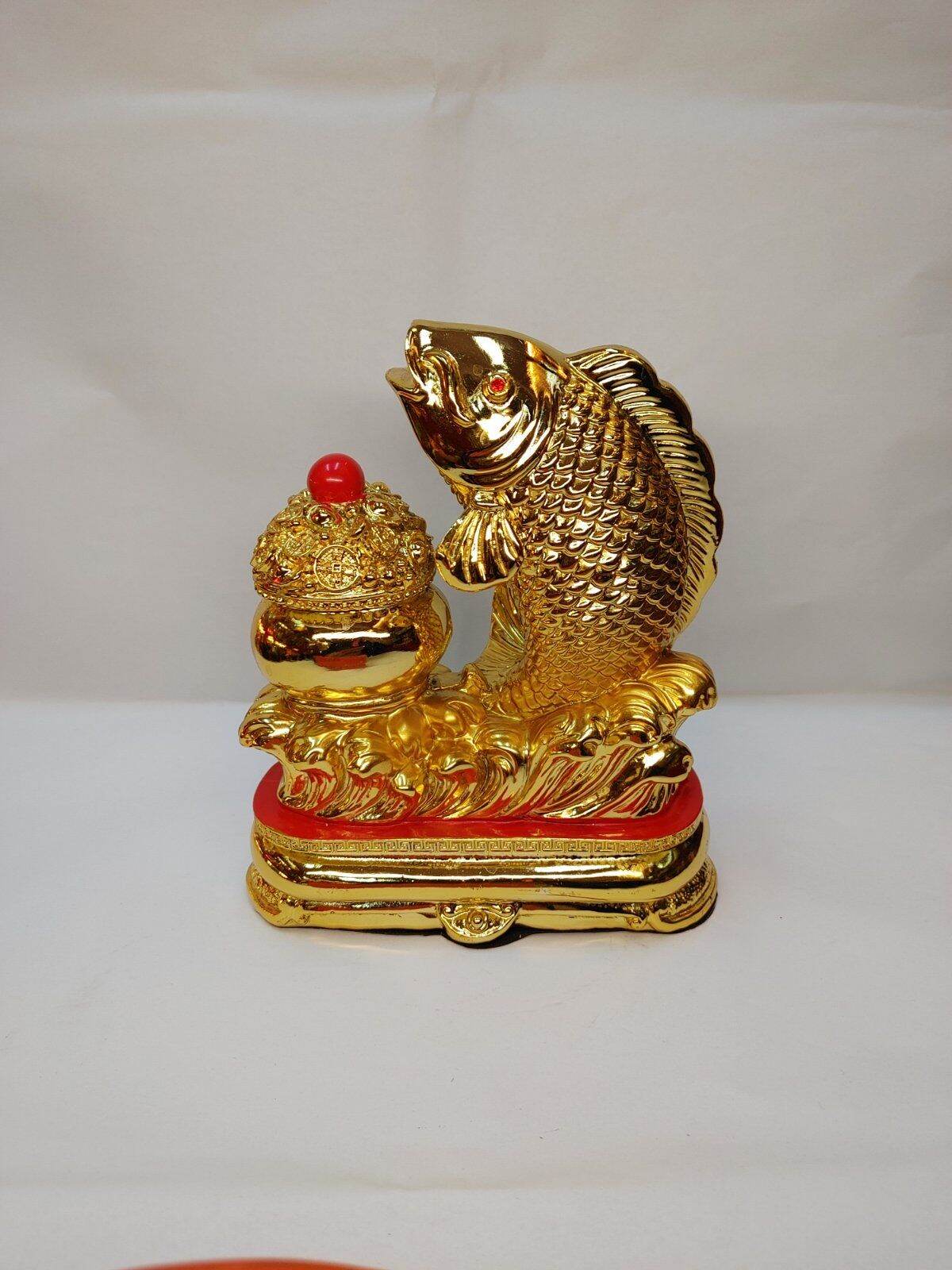 Gold Arowana Figurine Golden Arowana Figurine Gold Arowana statue Gold ...