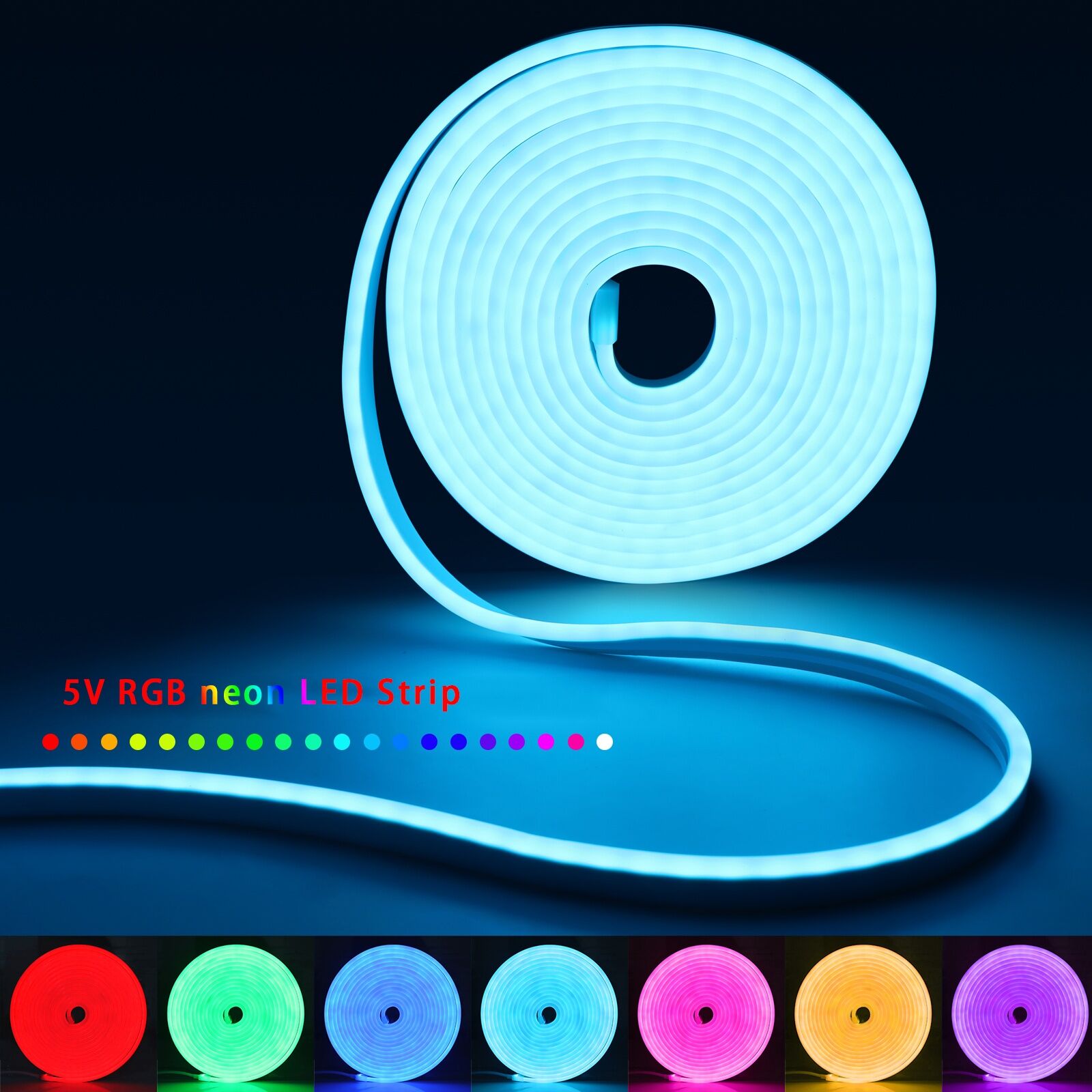DC5V USB RGB Neon LED Strip, 1/2/3/4/5M IP65 Waterproof Neon Strip ...
