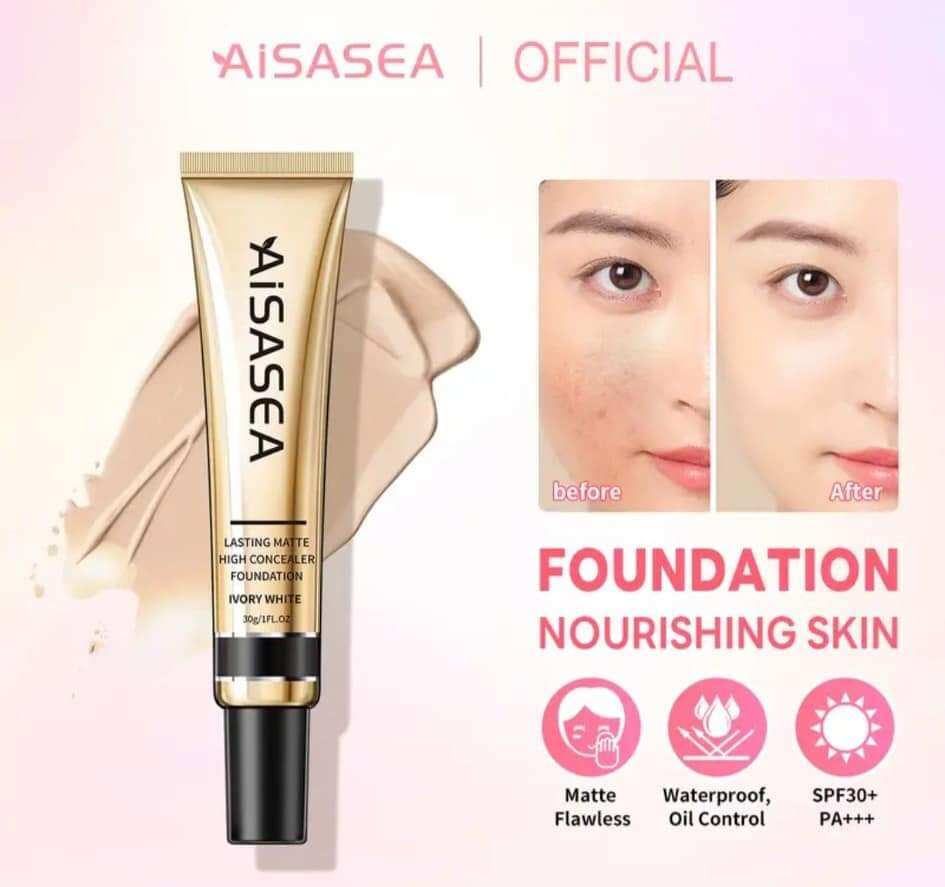 FDA AISASEA Long Lasting Matte High Coverage Liquid Foundation 30grams ...