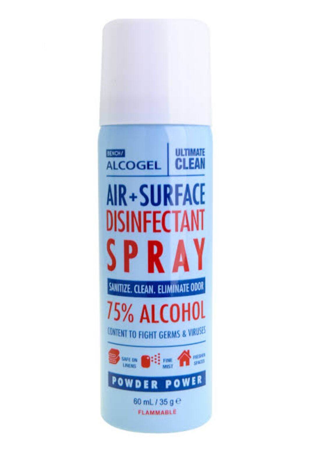 BENCH ALCOGEL AIR + SURFACE DISINFECTANT SPRAY 75% ALCOHOL (SANITIZE ...