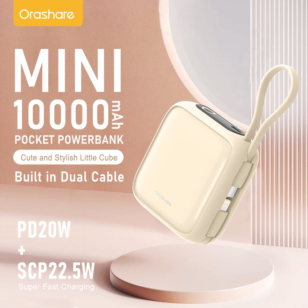 Orashare PCM10 10000mAh Super Mini Powerbank Built In Cable 22.5W Super ...