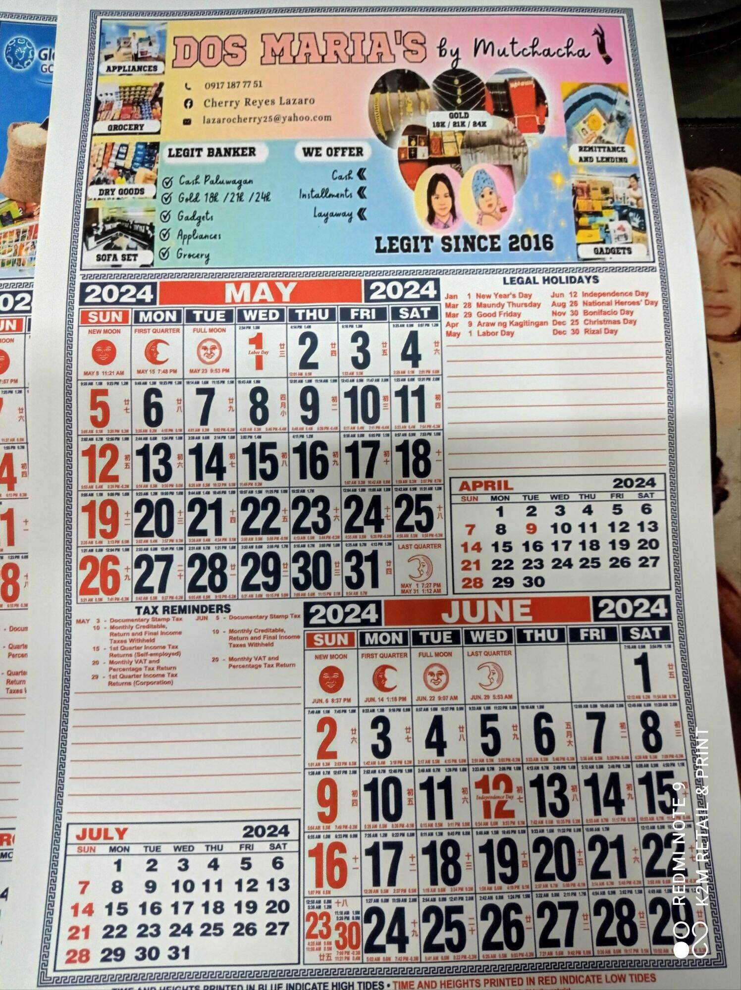 2024 COMMERCIAL CALENDAR 12 pages (10sets) | Lazada PH