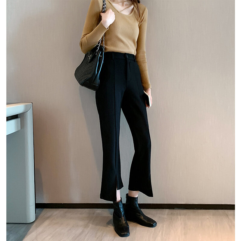 High Waist Split Bootleg Pants Women's Autumn 2022 New Wide Leg Drape ...