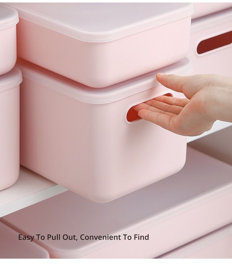 Shimoyama Pink Plastic Storage Box With Lid with Handle (Medium ...