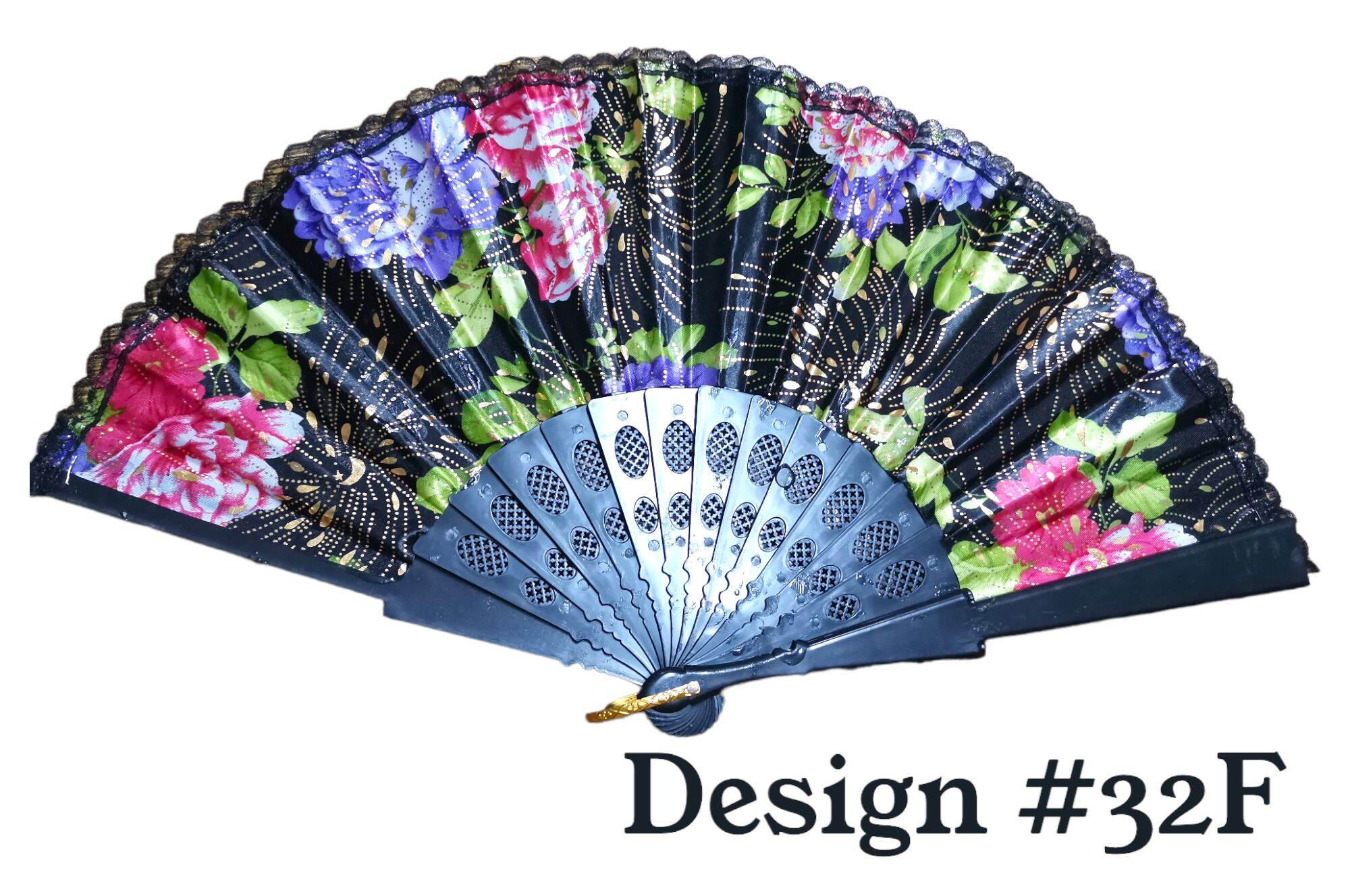 Abaniko o Pamaypay Plastic Handle Flower Design Hand fan Floral Design ...