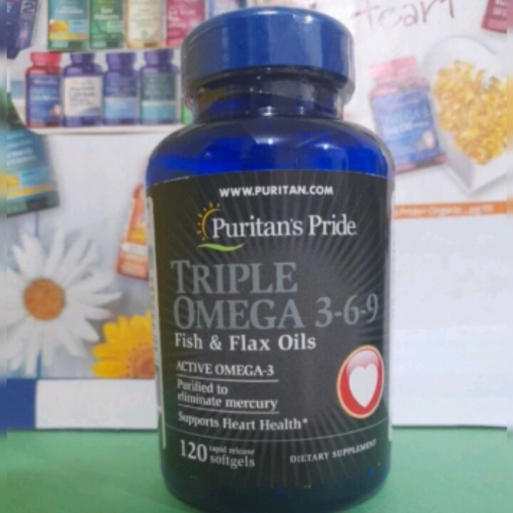 Triple Omega 3-6-9 Fish and Flax Oils 120 softgels EXPIRY: Nov. 2024 ...