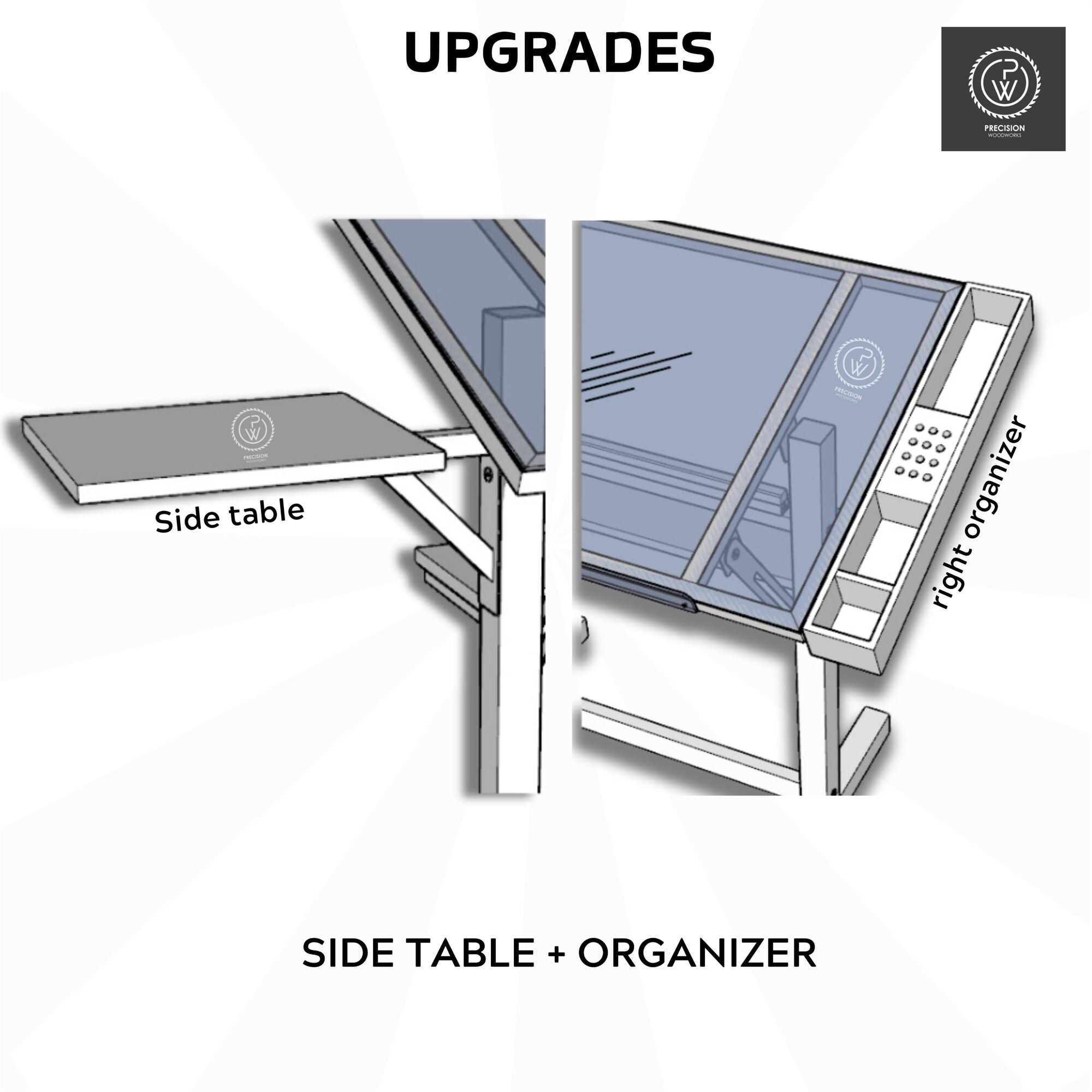 NEW DESIGN | METAL WHITE ACRYLIC DRAFTING TABLE | FREE LED LIGHT | COD ...