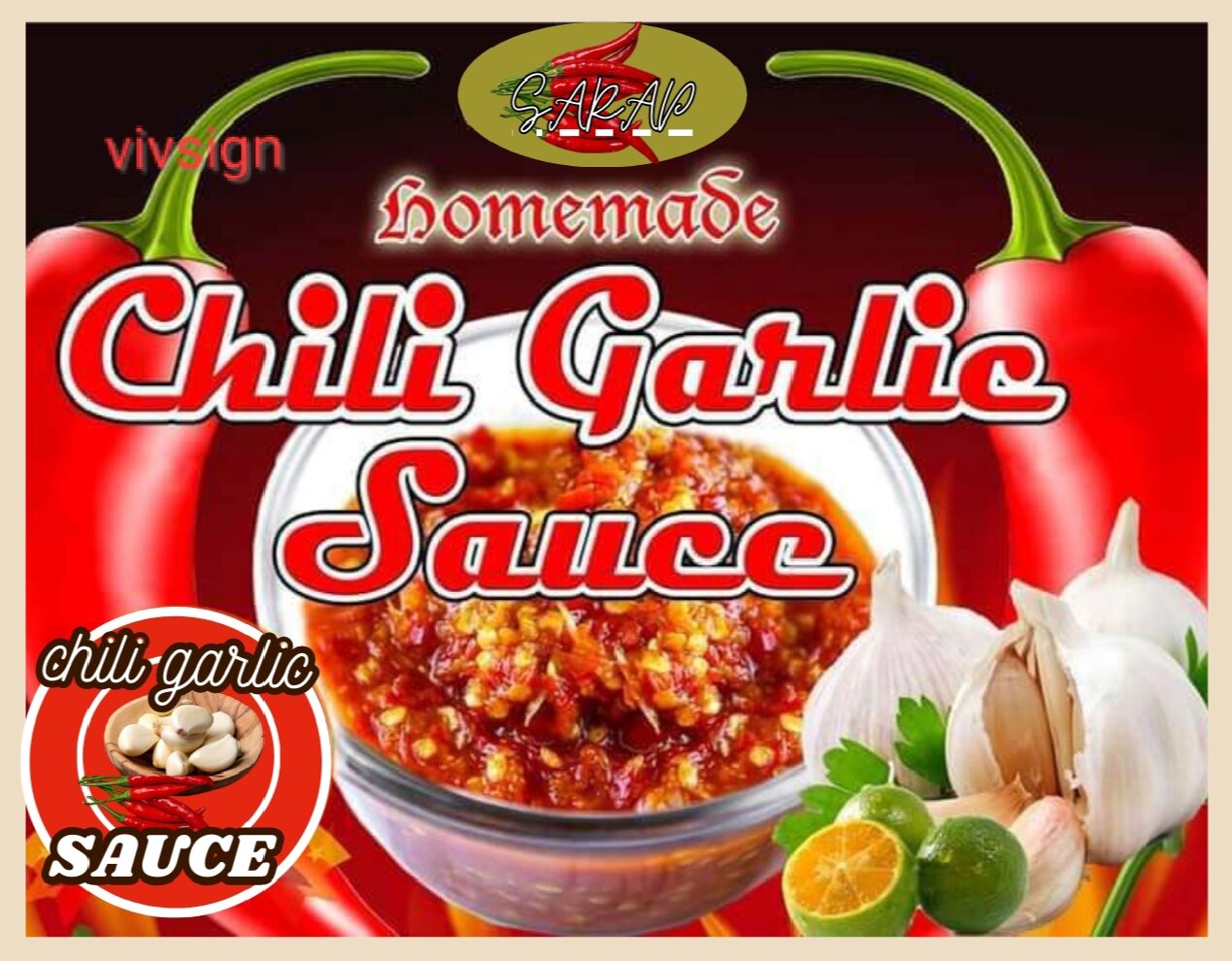 Sticker Label for Chili Garlic Sauce size1.5x4 14pcs label high quality ...