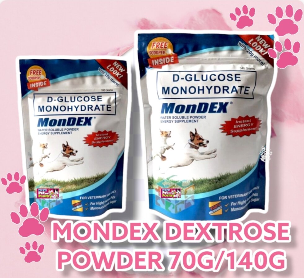Mondex Dextrose Powder Water Soluble for Cats & Dogs 100g & 340grams ...