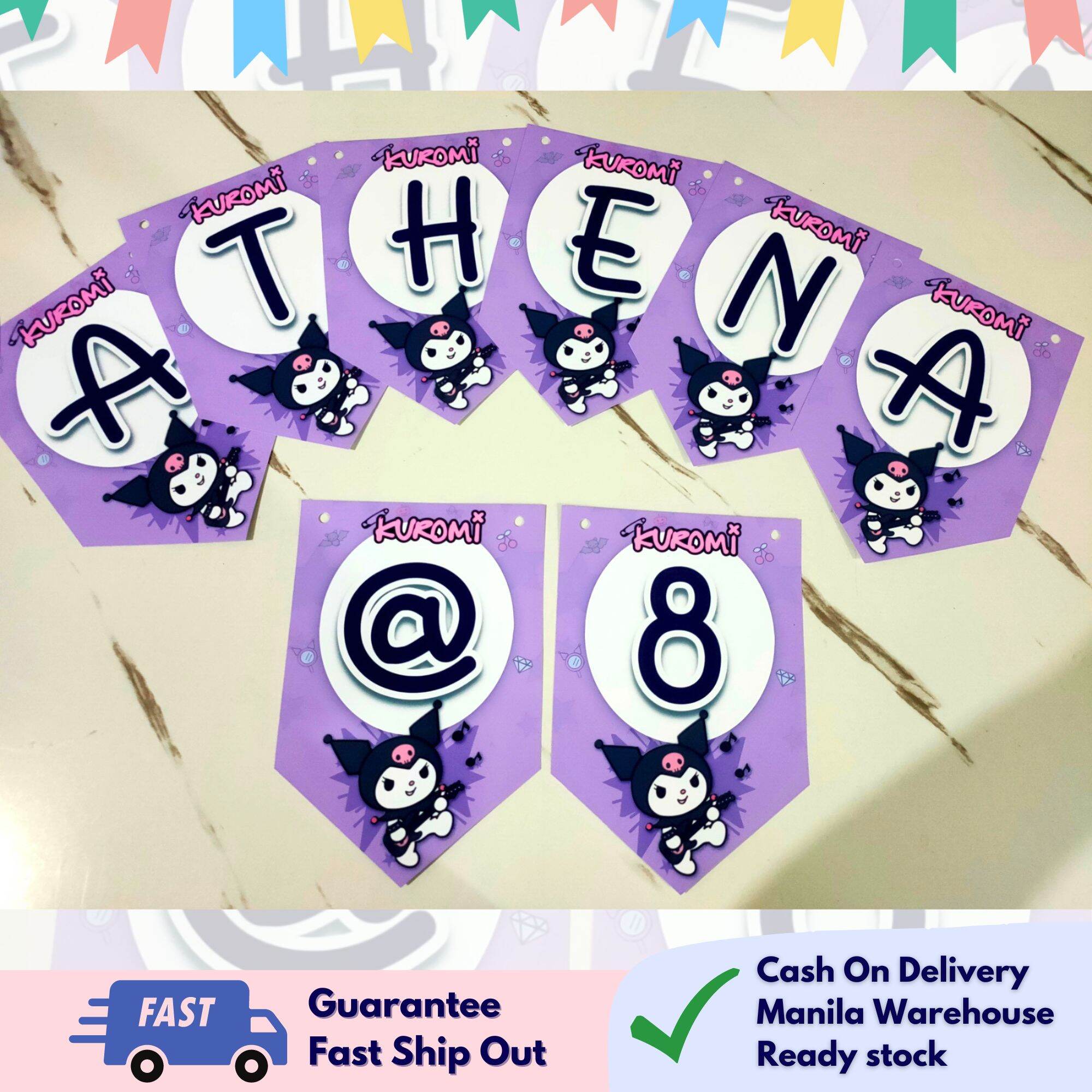 Partify KUROMI theme party banner personalize happy birthday party ...