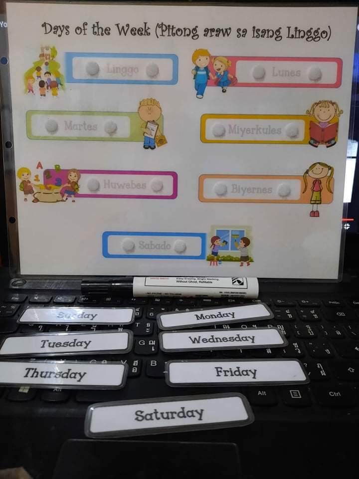 2 Sheets Days of the Week, Months of the Year Tagalog English Laminated ...