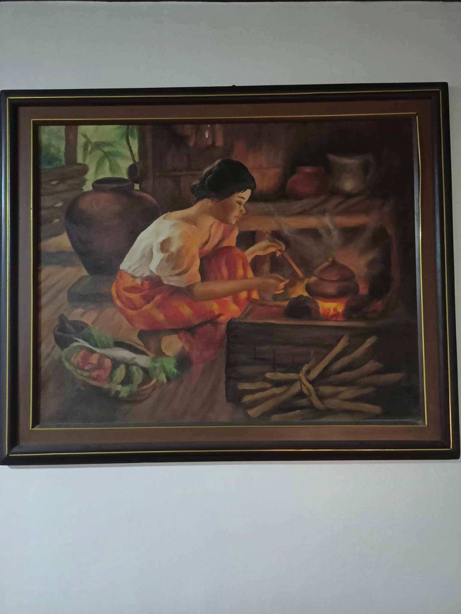 Vintage June Amorsolo Oil Painting (Reproduction of Fernando Amorsolo ...