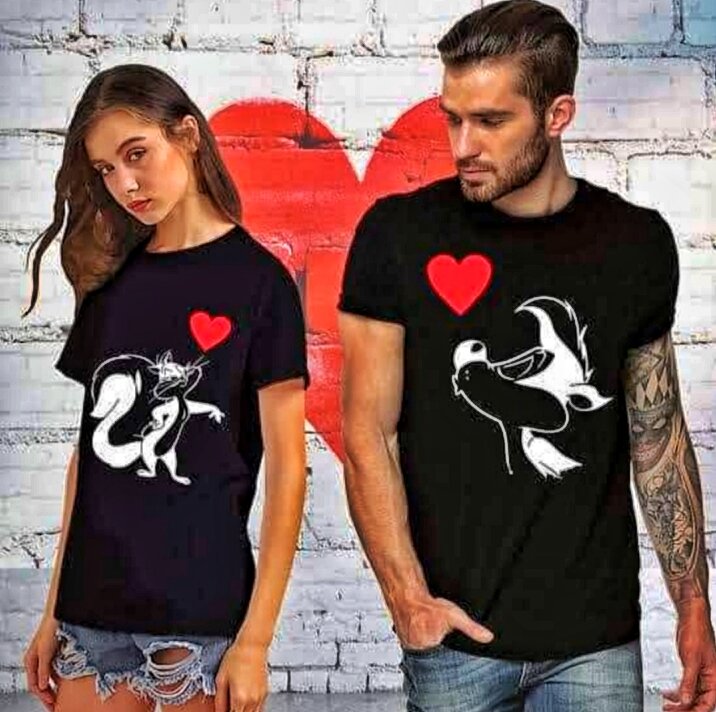 COUPLE SHIRTS DESIGNS COLLECTIONS IN BLACK ROUND NECK STATEMENT TSHIRT ...