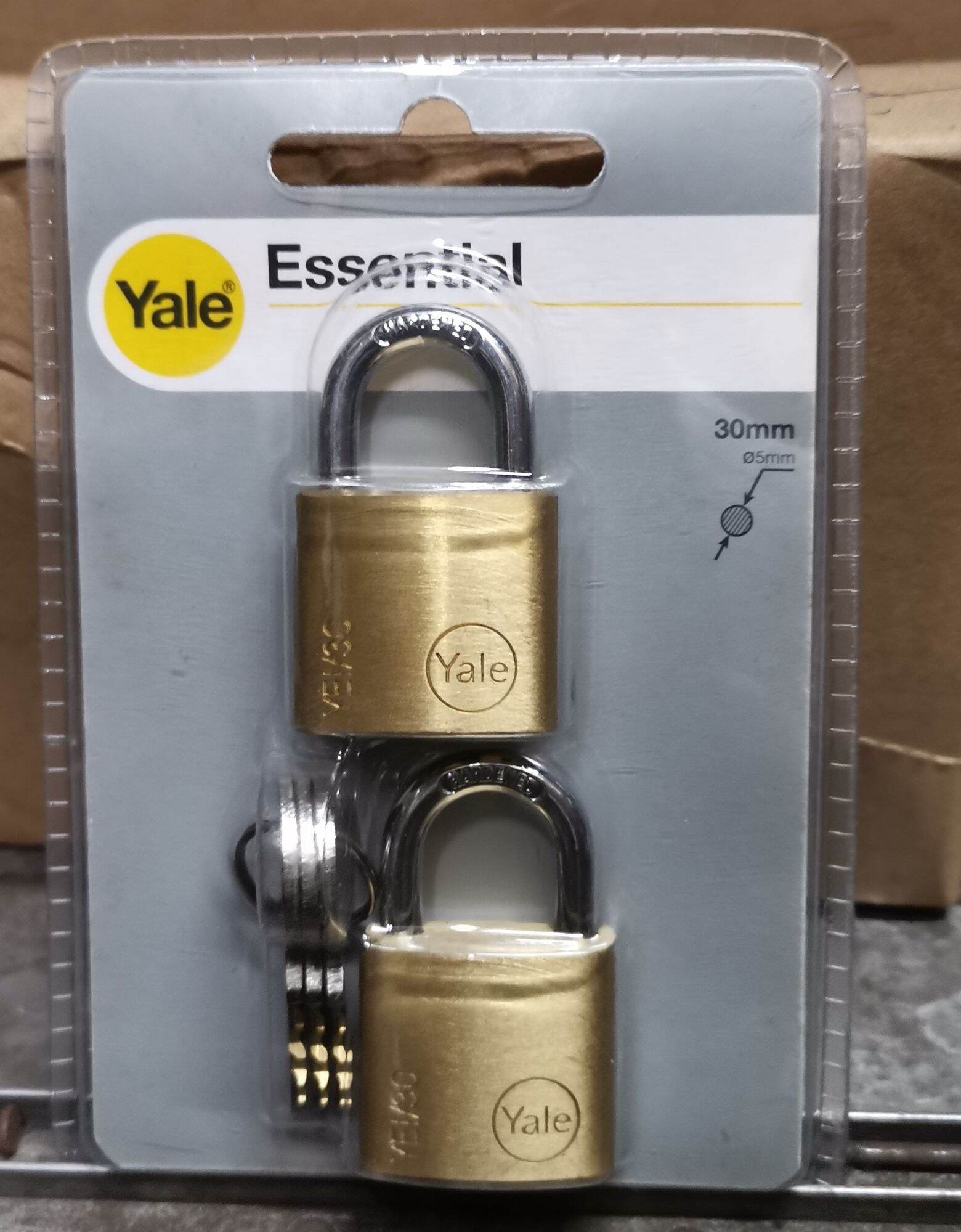 YALE ESSENTIAL SERIES BRASS PADLOCK 2PCS/SET KEY ALIKE 20mm, 25mm, 30mm ...