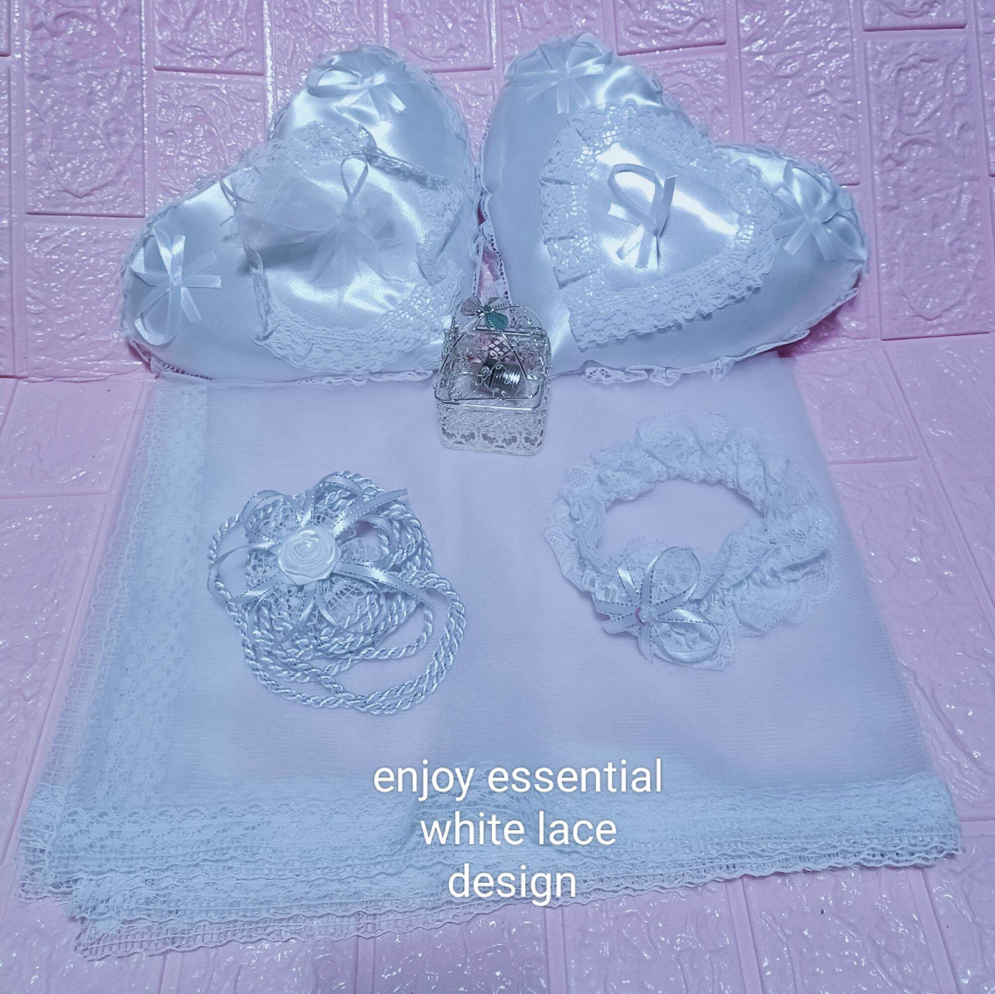 wedding essential set of pillow,2ndveil,leg garter, unity candle, unity ...