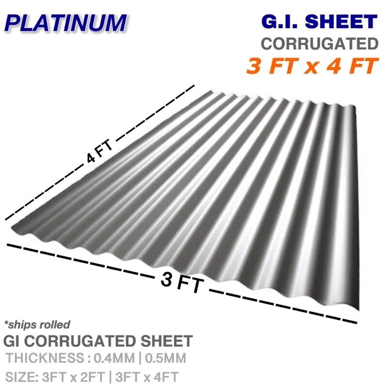 3FT x 4FT | GI CORRUGATED SHEET | Yero • Galvanized Iron Roofing | 0 ...