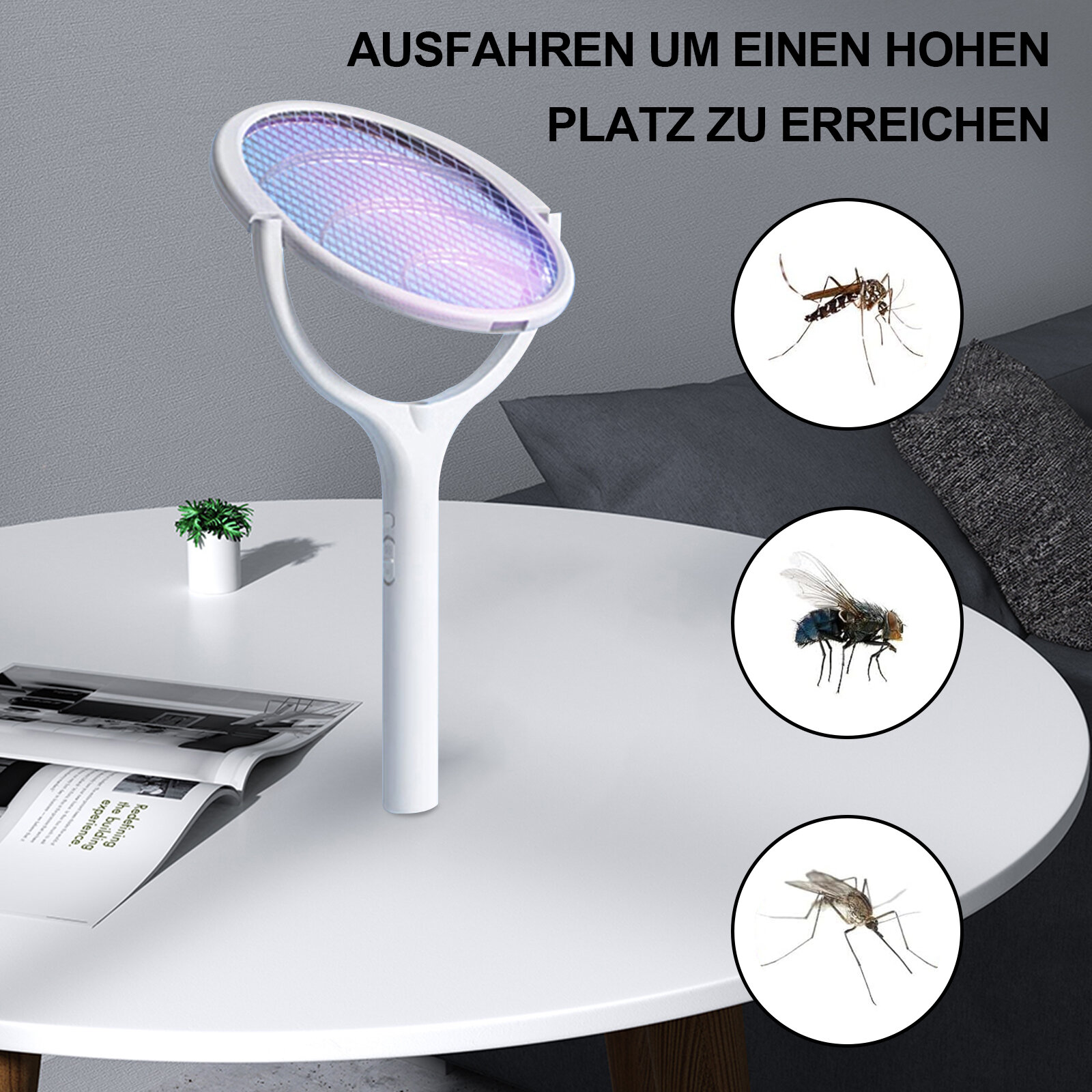 Electric Mosquito Zapper with Extendable Rod - Effective Rotary Pest ...