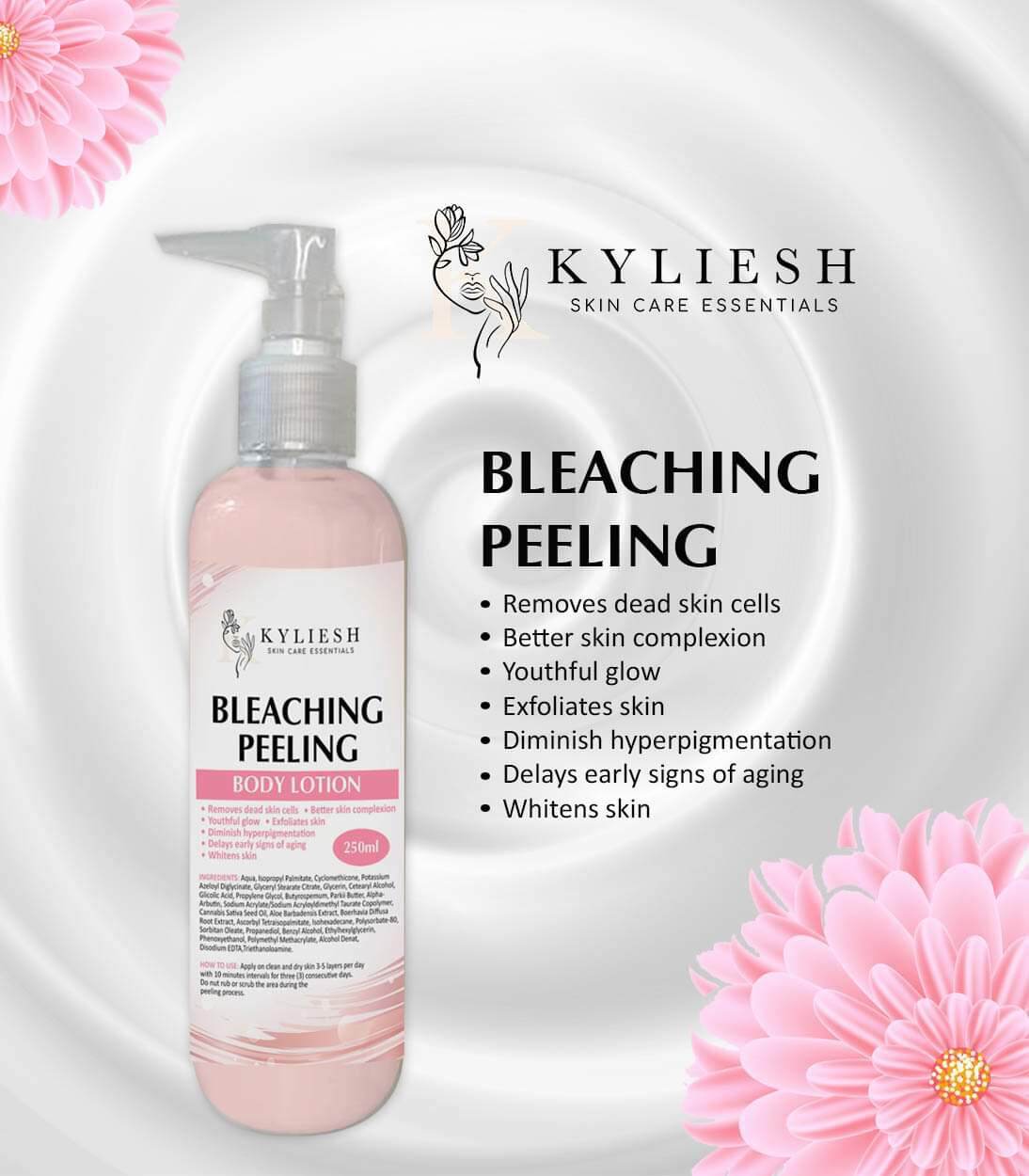 BLEACHING AND PEELING HAND AND BODY LOTION 250ML KYLIESH SKINCARE ...