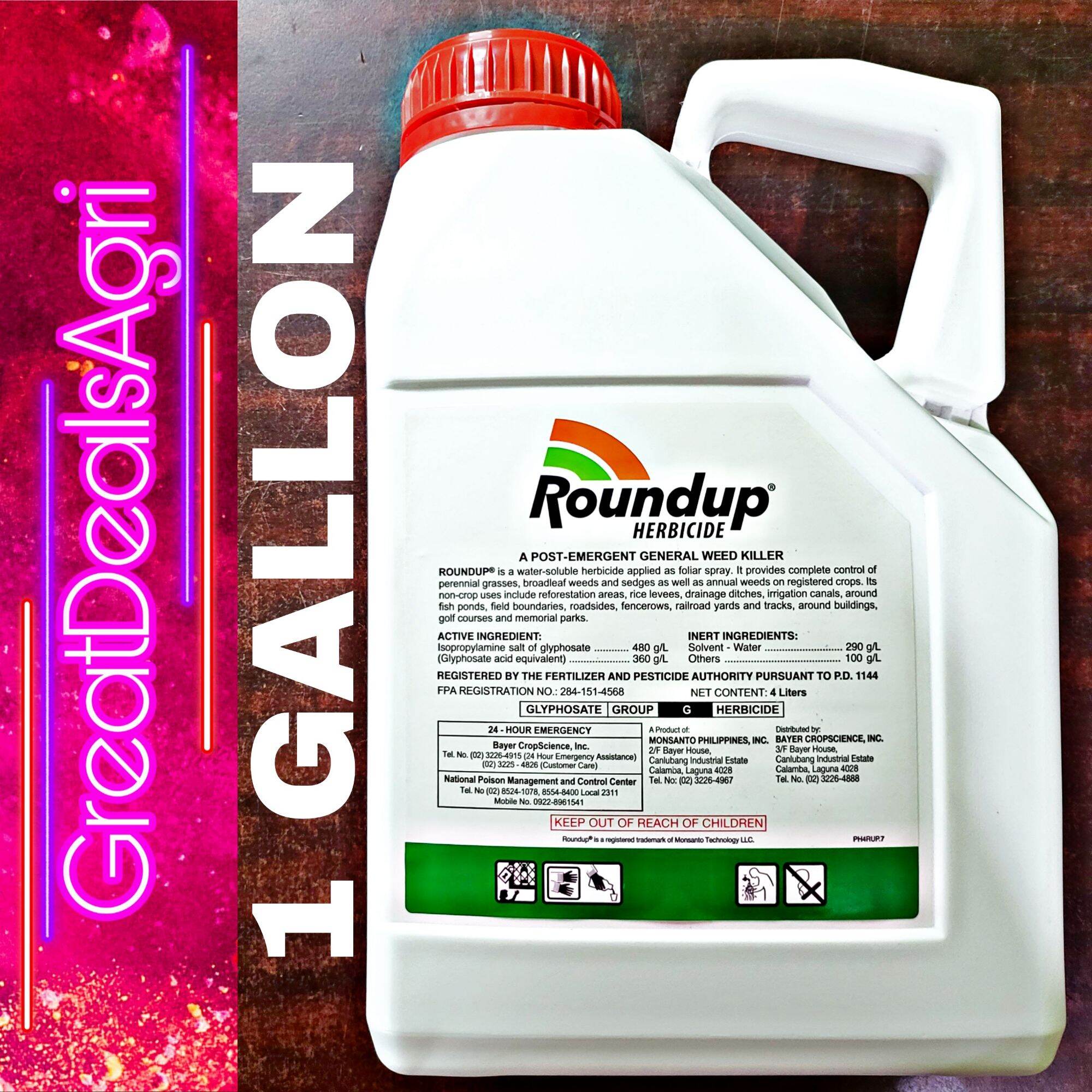ROUND UP (1 GALLON) HERBICIDE GLYPHOSATE 480 SL BY BAYER | Lazada PH
