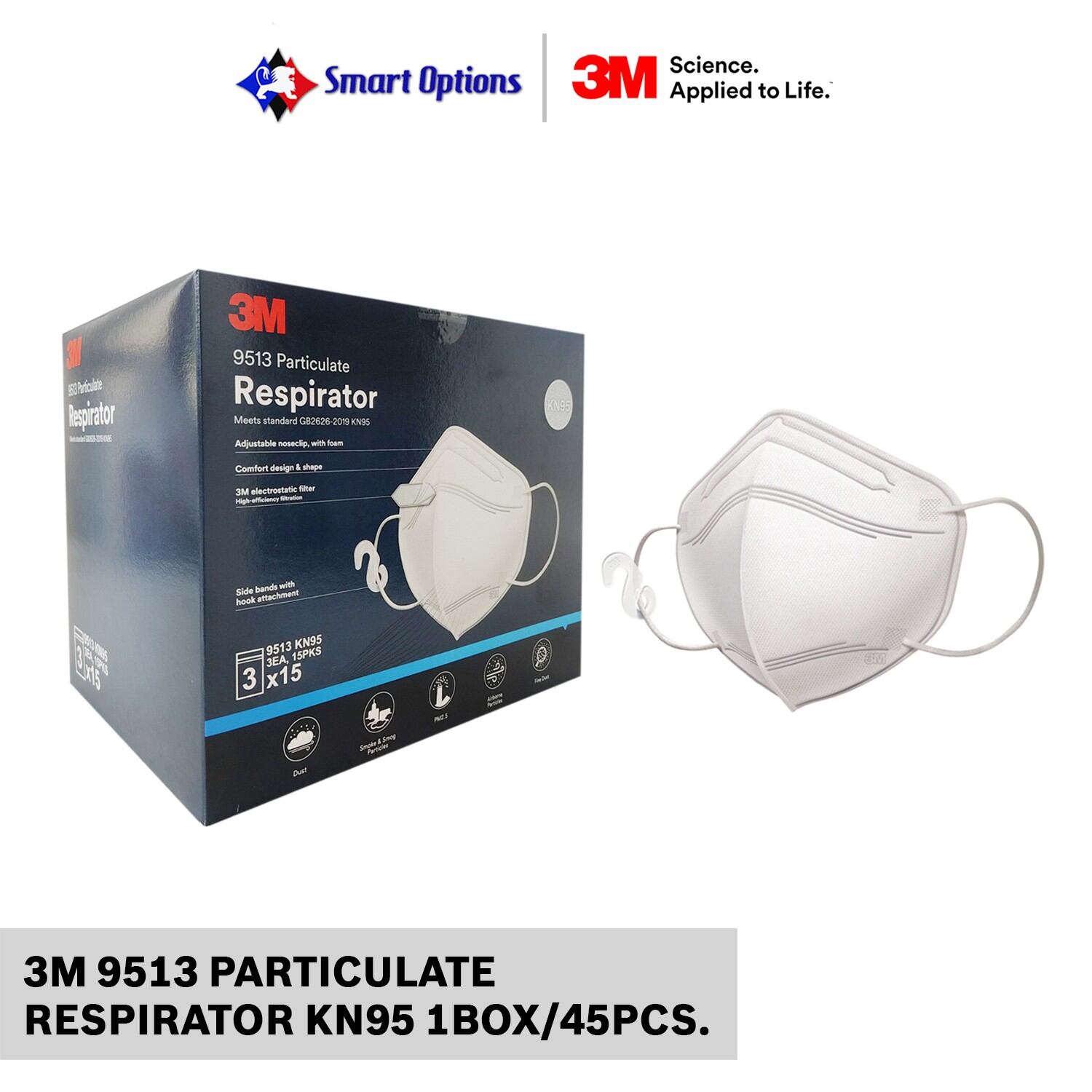 3M 9513 Particulate Respirator KN95 [1BOX/45PCS.] | Lazada PH