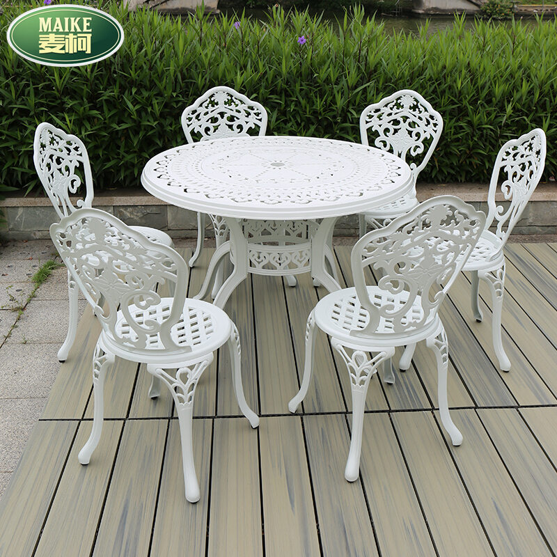 Maike Courtyard Table and Chair Outdoor Dining Tables and Chairs Metal ...
