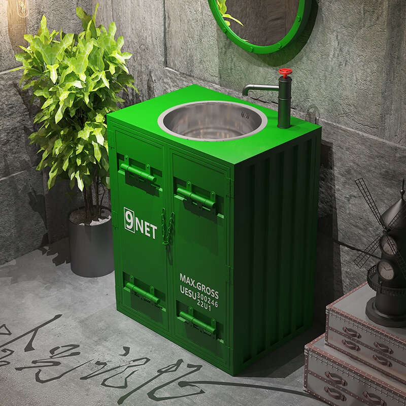 Industrial Style Container Iron Wash Basin Basin Cabinet Combination ...