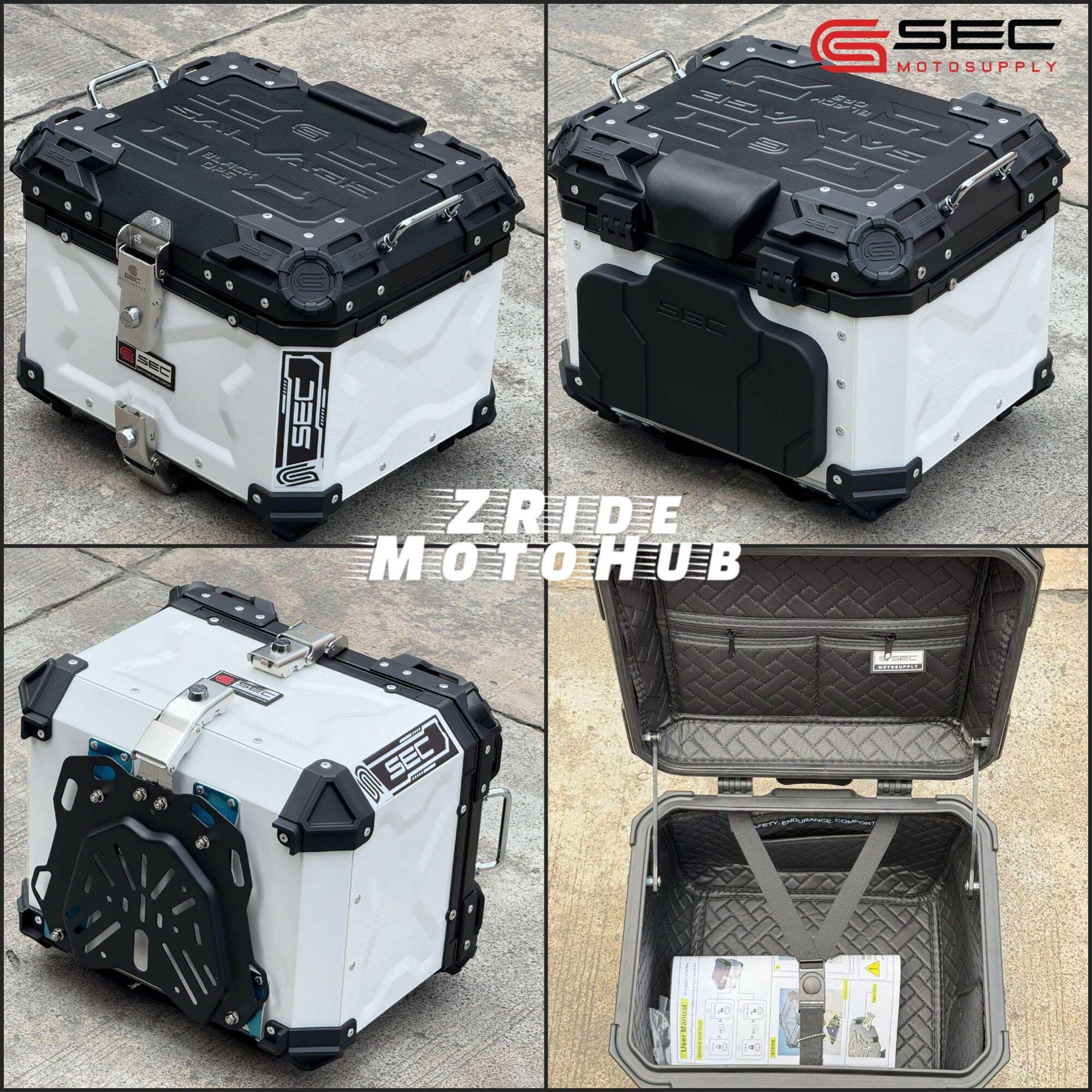 SEC ALLOY TOP BOX ( with BACKREST ) 45L and 55L | Lazada PH