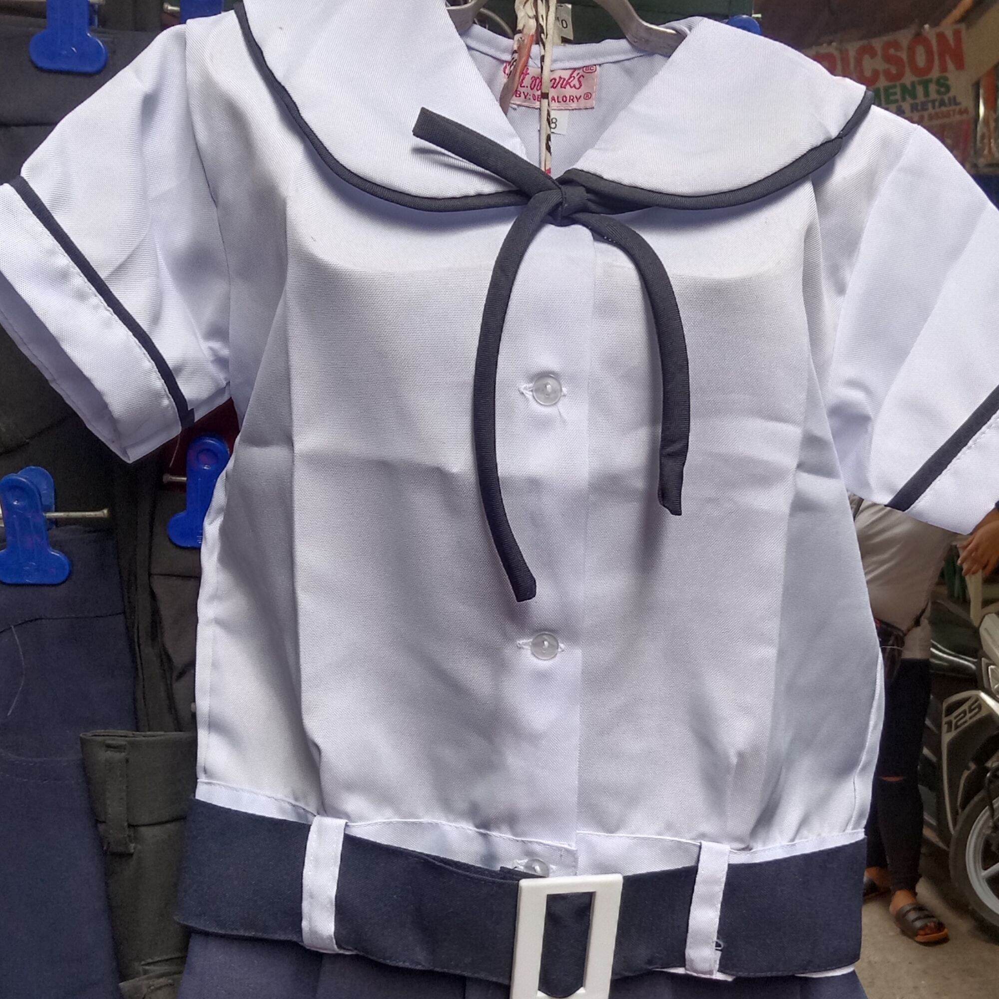 SCHOOL UNIFORM BLOUSE KATRINA WITH PIPING AND BELT | Lazada PH